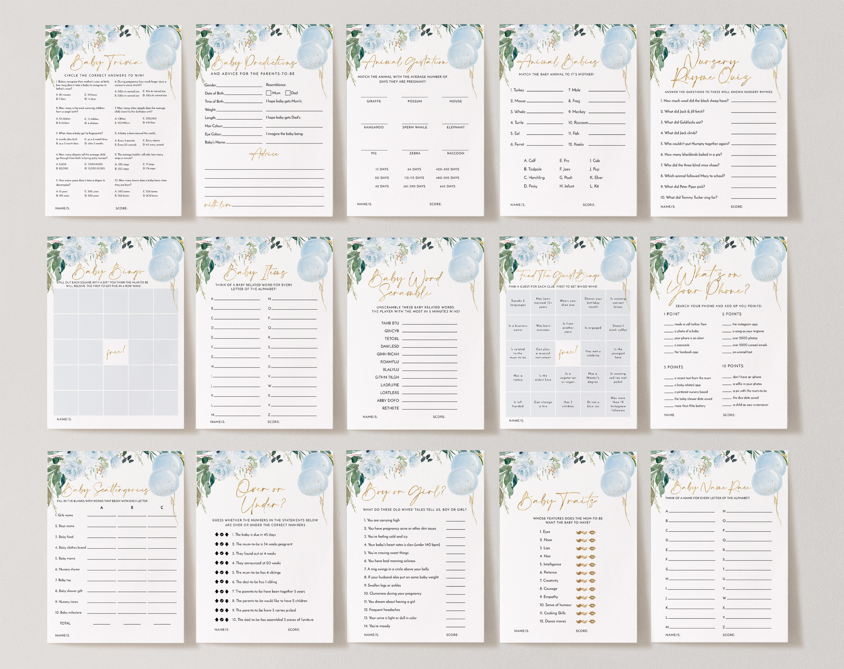 Baby Shower Games Boy, Baby Shower Editable Games, Printable Games ...