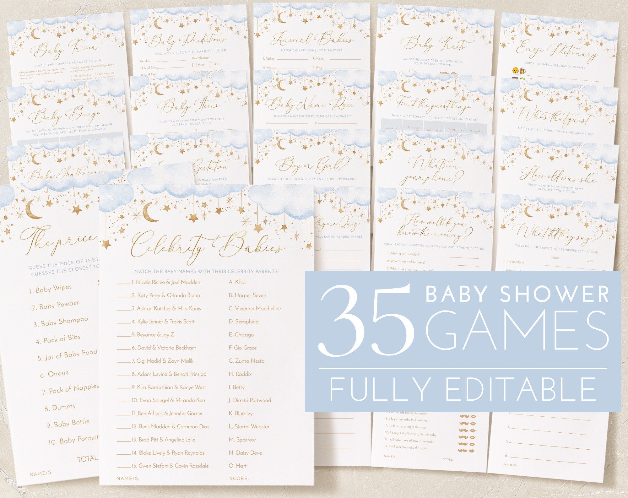 Moon Stars Baby Shower Games, Twinkle Twinkle Little Star Baby Games ...