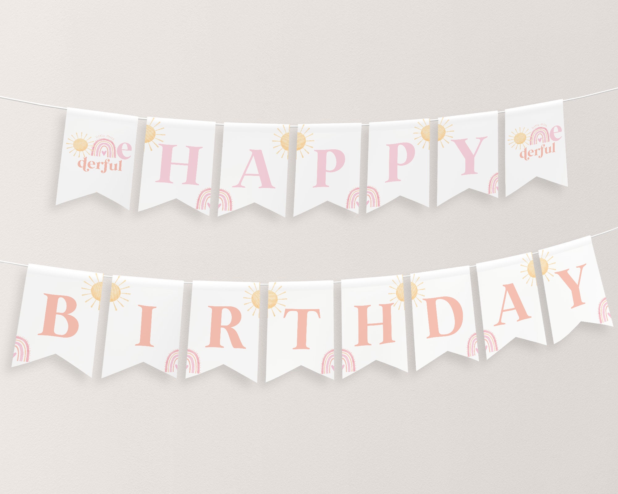 Rainbow Birthday Banner Printable, Happy 1st Birthday Banner, First ...