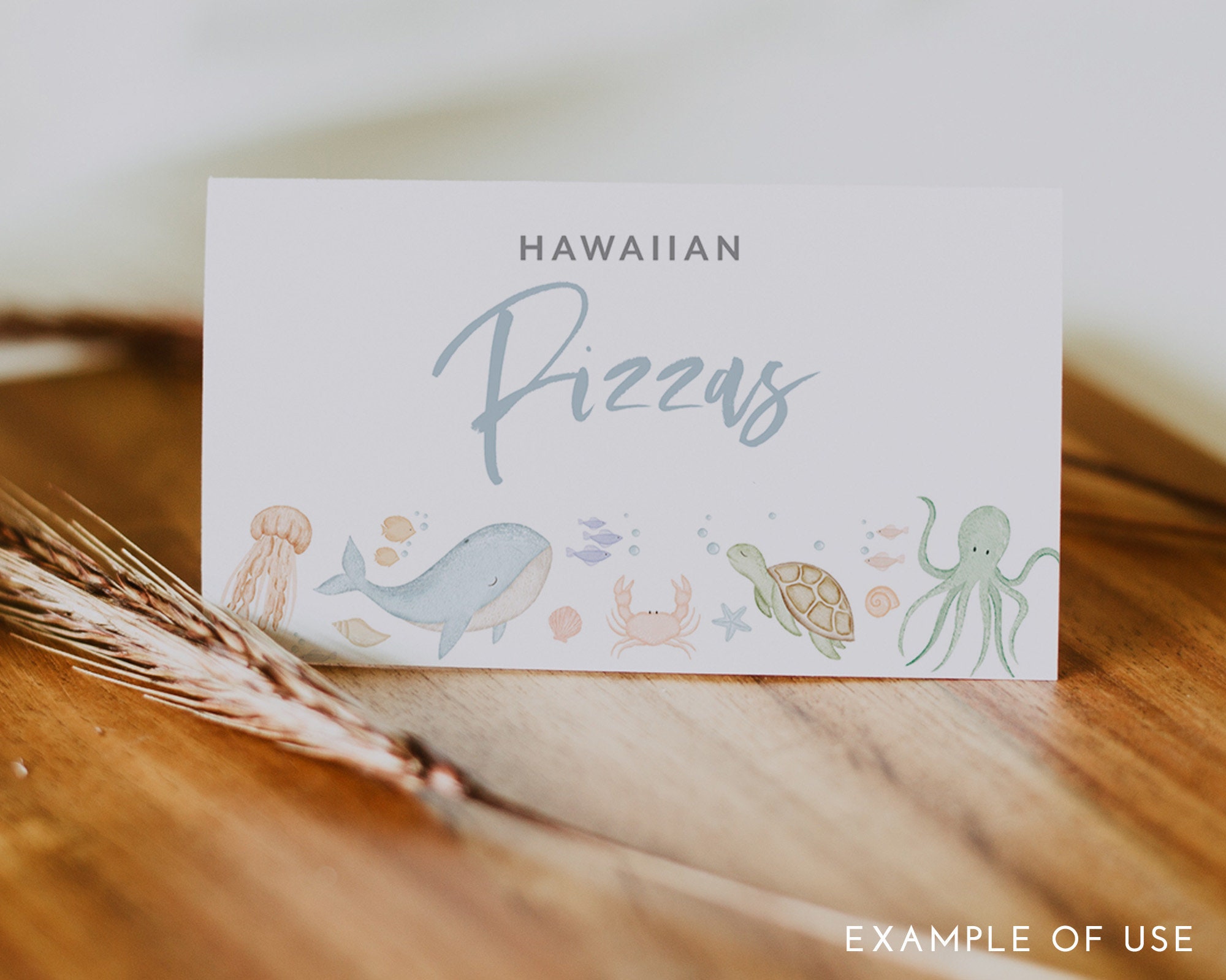 Under the Sea Baby Shower Food Labels, Ocean Animal Food Tent Cards ...