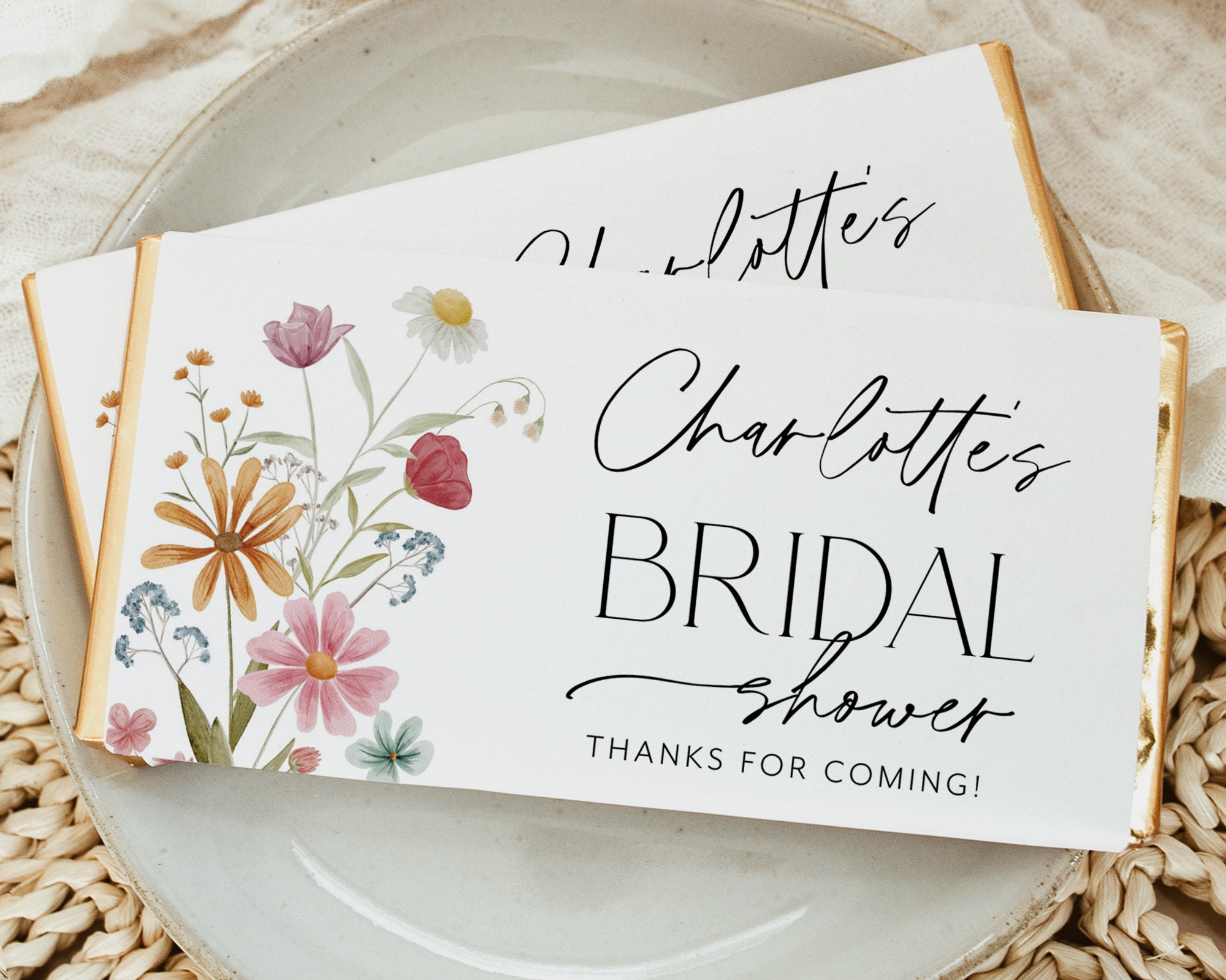 Wildflower Chocolate Wrapper Template, Printable Candy Bar Wrapper ...
