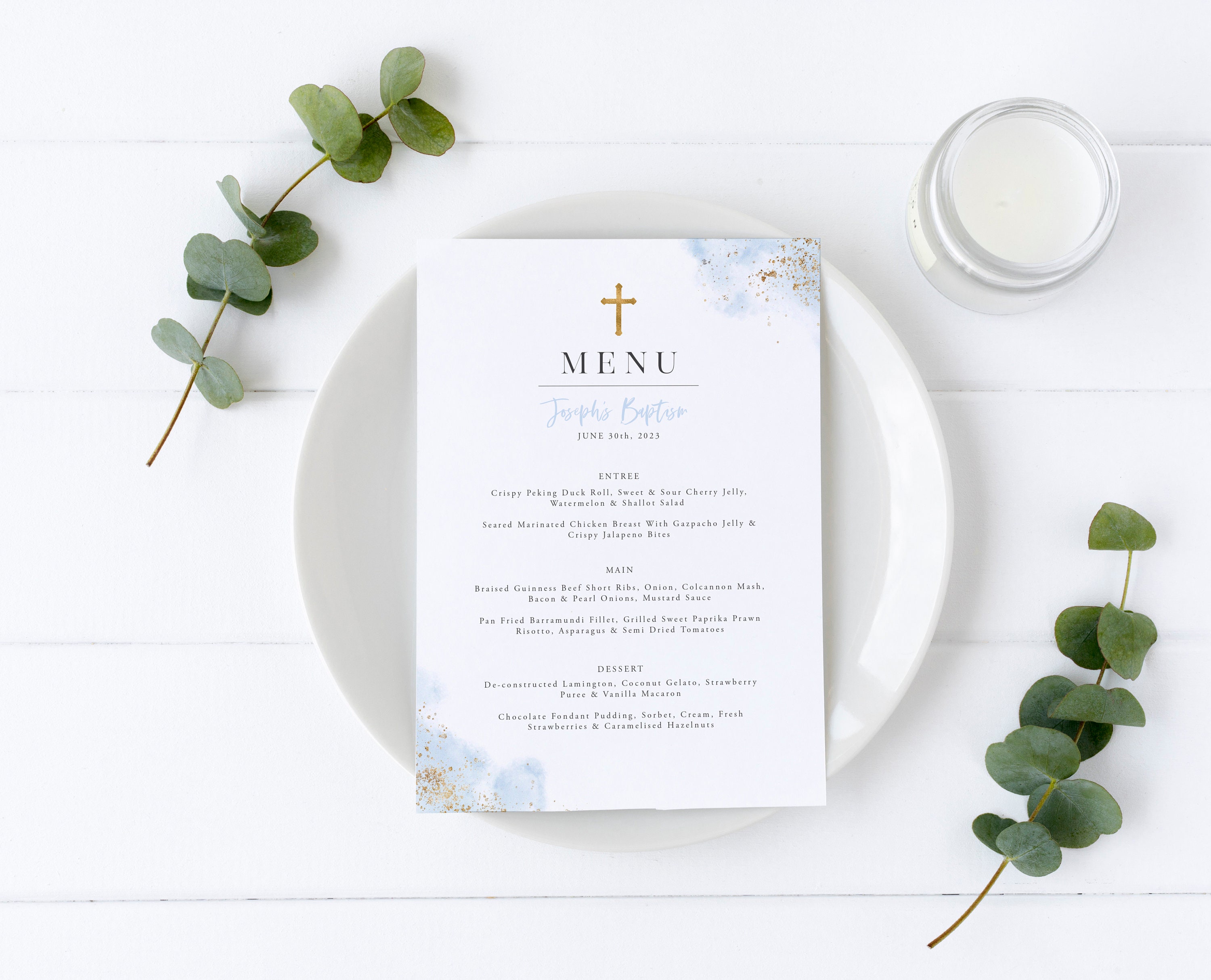 Christening Menu Template, Printable, Baptism Menu Template, Printable ...