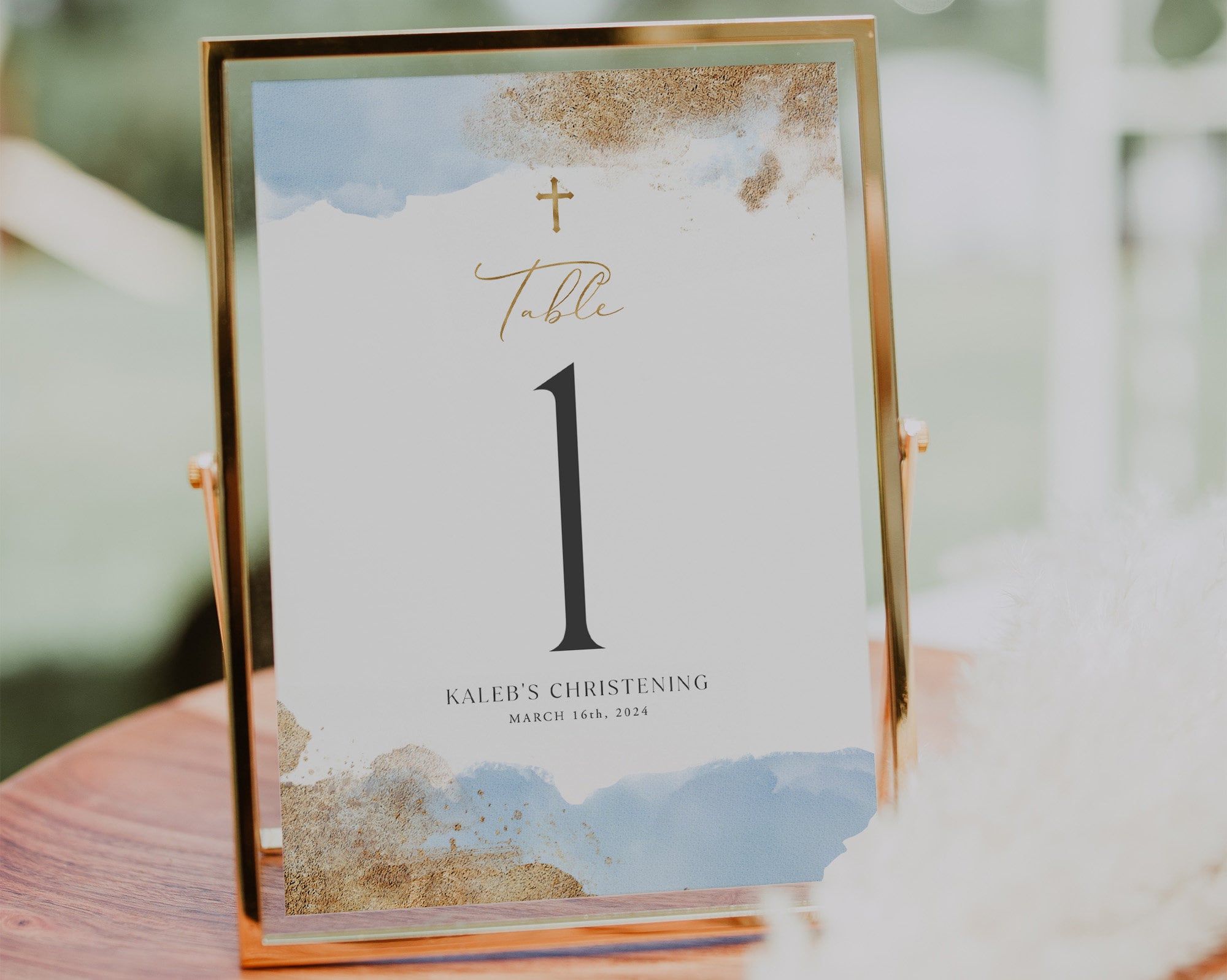 Table Numbers, Christening Table Numbers, Blue Gold Table Numbers ...