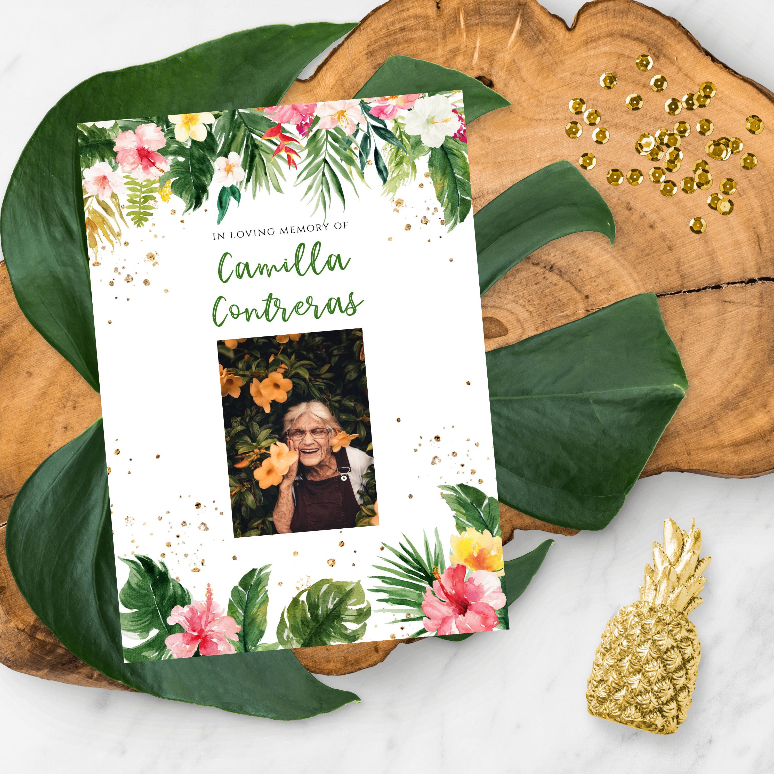 Hawaiian Funeral Program Template, Funeral Printable, Tropical Memorial ...