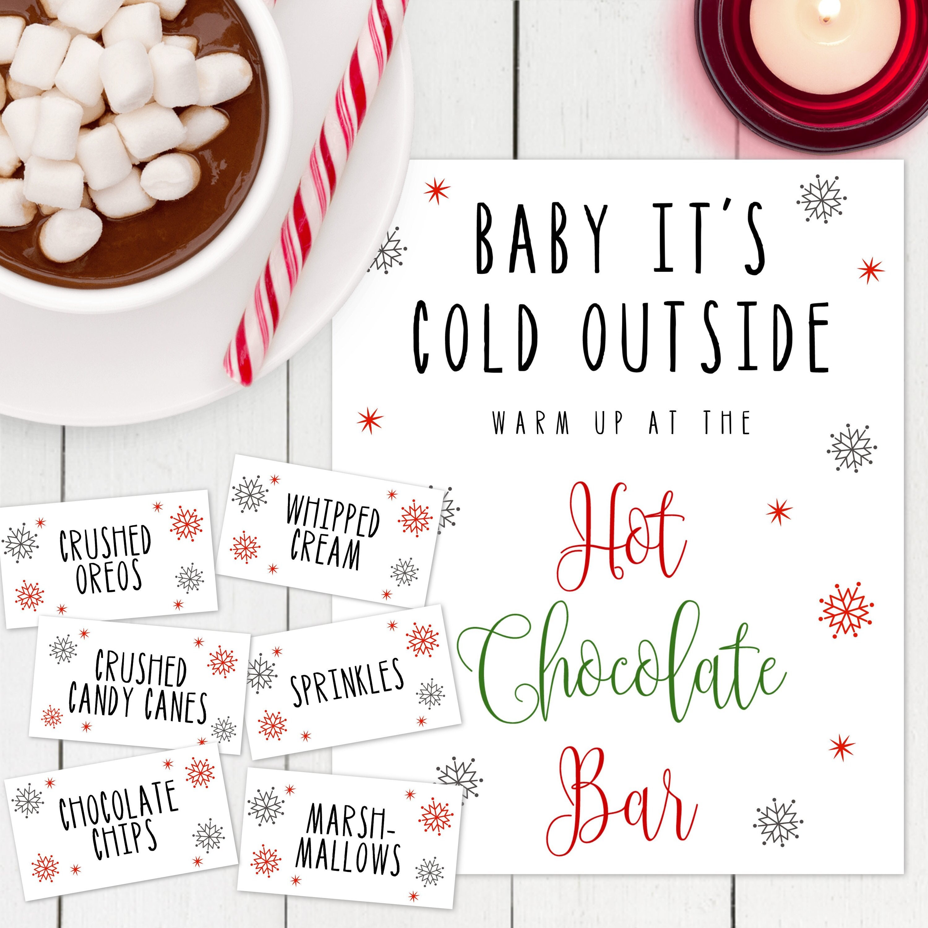 Baby It's Cold Outside Sign Template Set, Hot Chocolate Bar Sign for ...