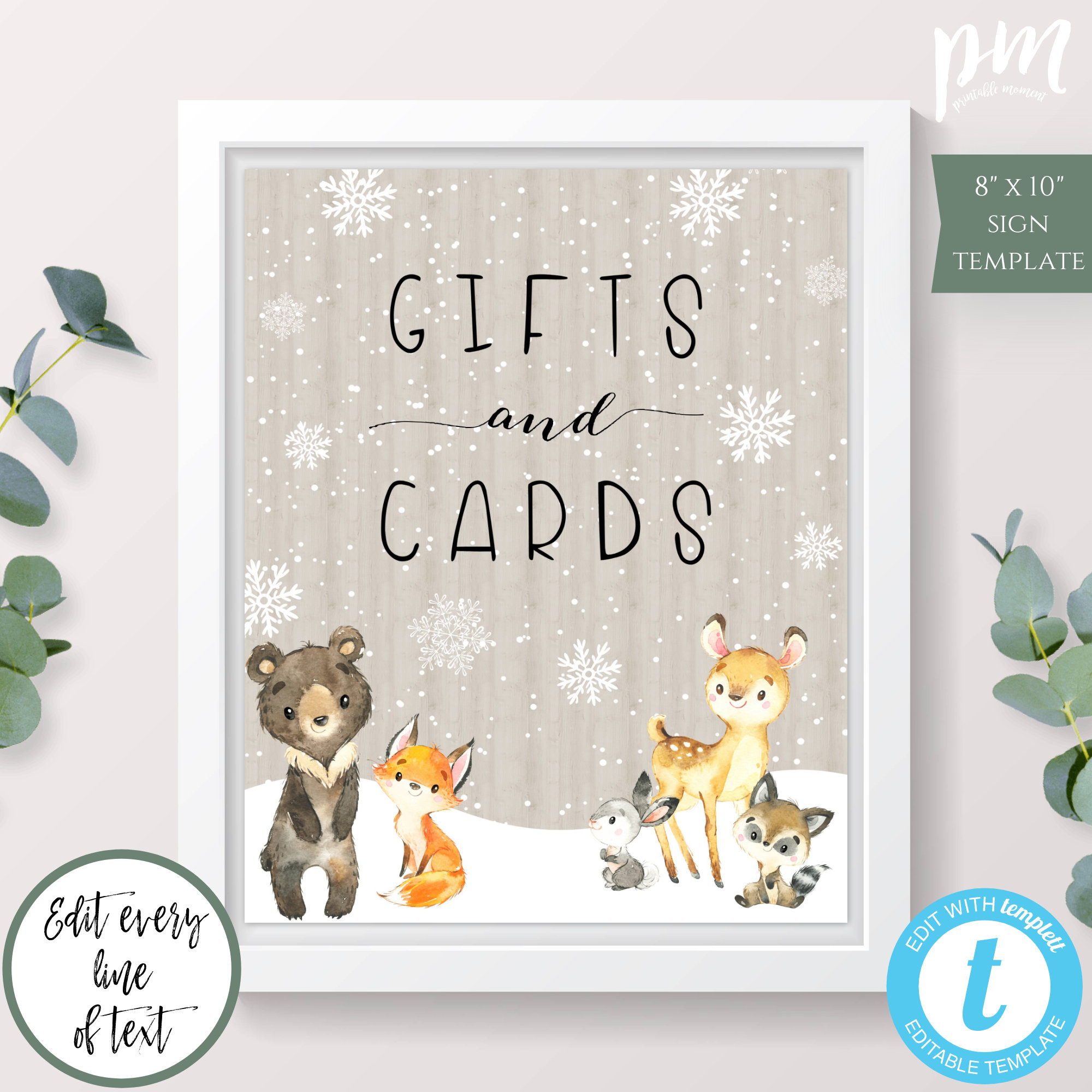 Baby It's Cold Outside Woodland Animal Gifts and Cards Sign Template ...