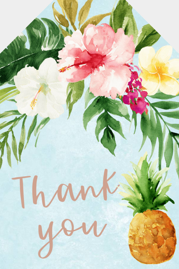 Hawaiian Birthday Thank You Tag Template, Tag Personalized, Summer ...