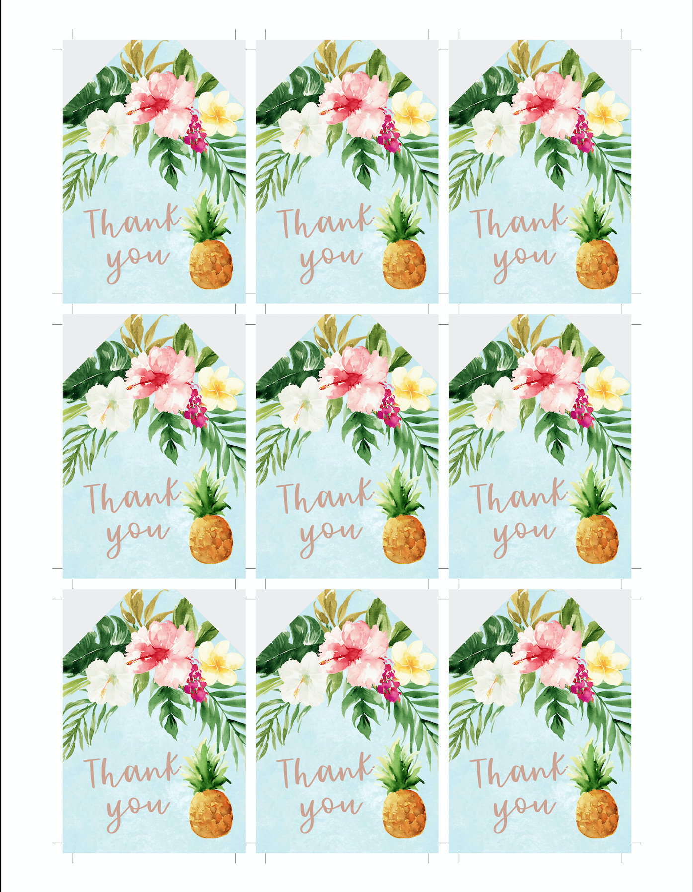 Hawaiian Birthday Thank You Tag Template, Tag Personalized, Summer ...
