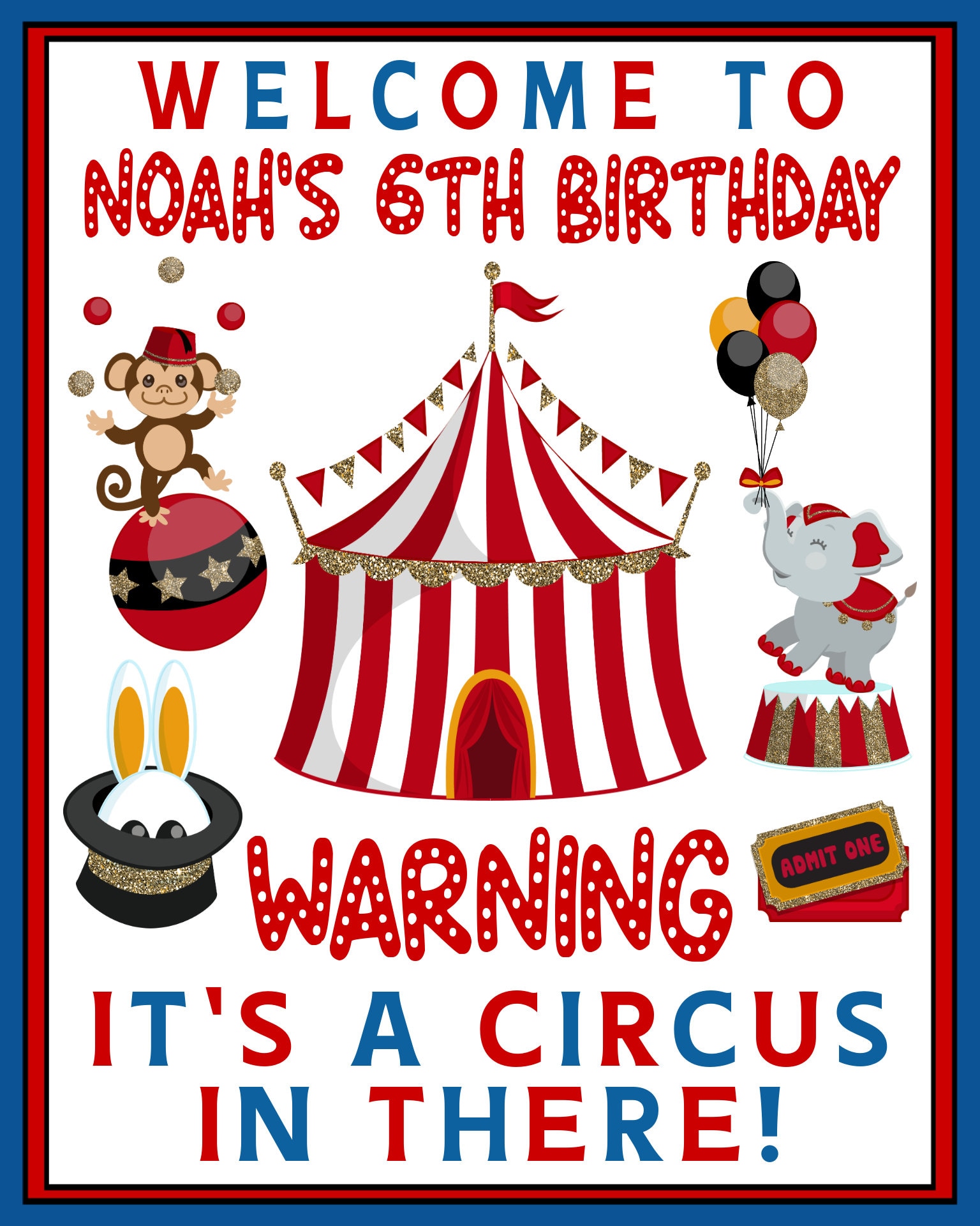 Circus Birthday Welcome Sign Template, Carnival Birthday Welcome Poster ...