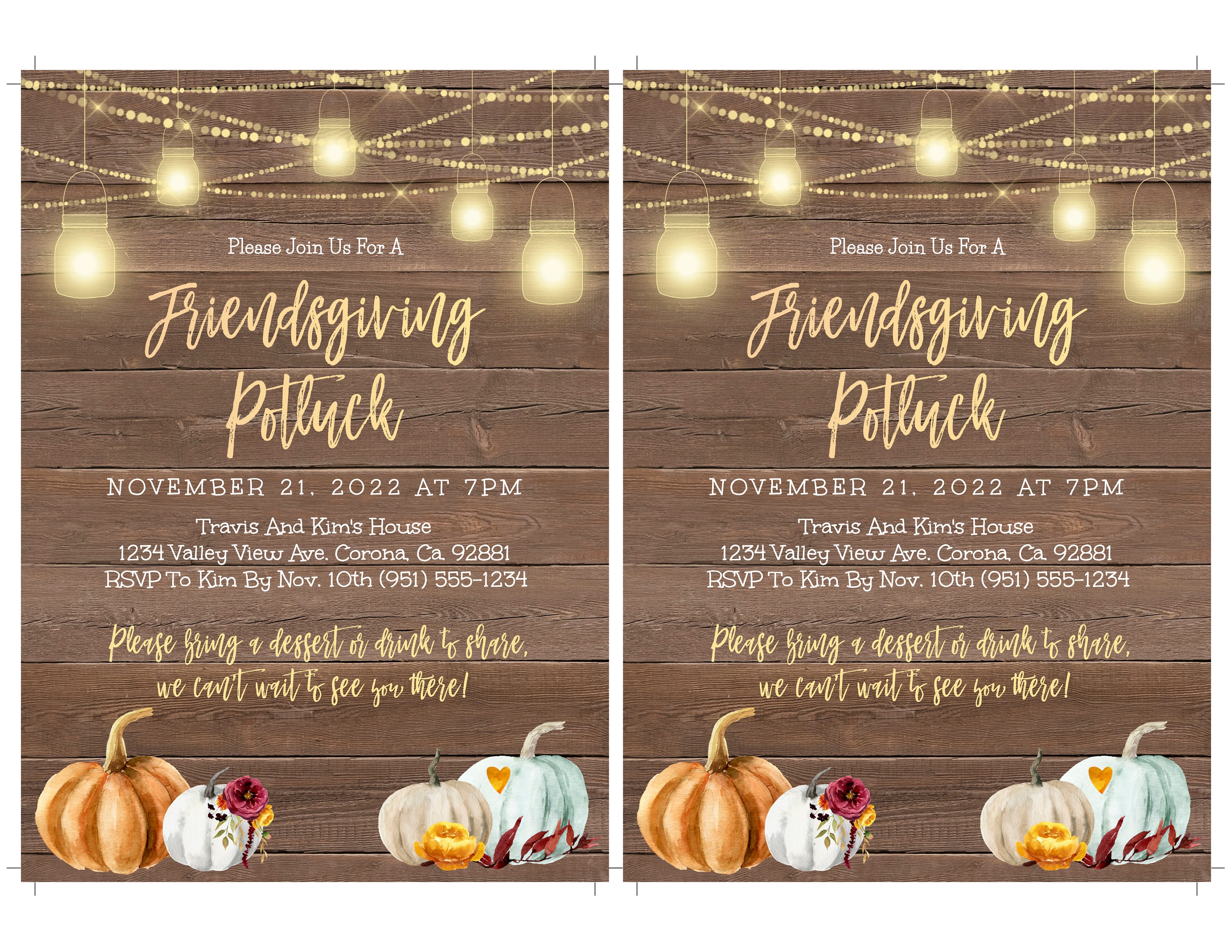 Rustic Friendsgiving Invitation Template, Thanksgiving Dinner ...