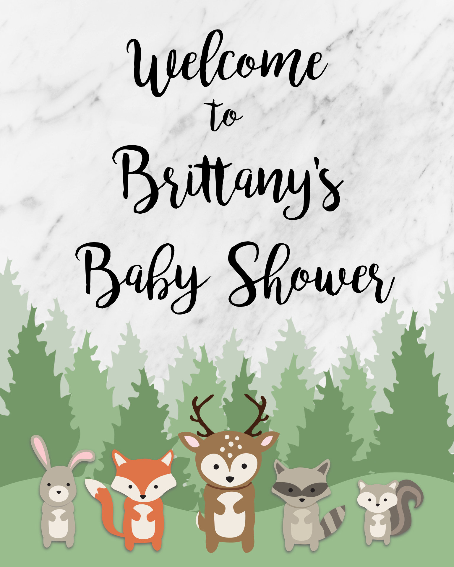Woodland Baby Shower Welcome Sign Template, Welcome Baby Shower Sign ...