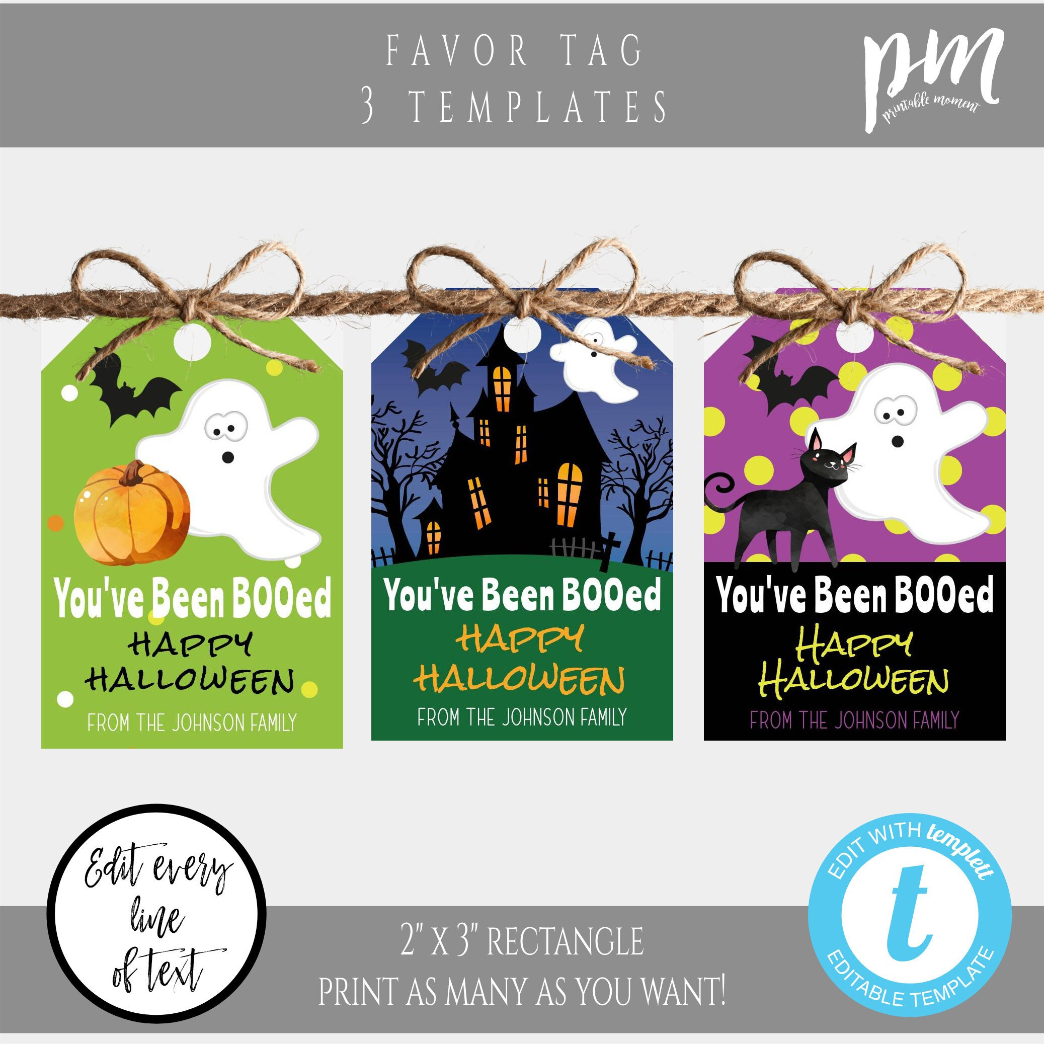 You've Been Booed Halloween Gift Tag Template Set of 3, Halloween Favor ...