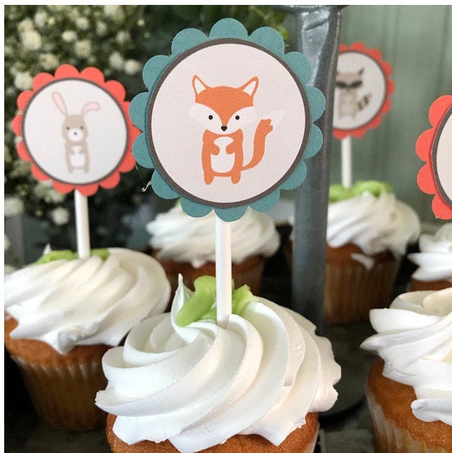 Woodland Baby Shower Cupcake, Woodland Animal Baby Shower, Woodland ...