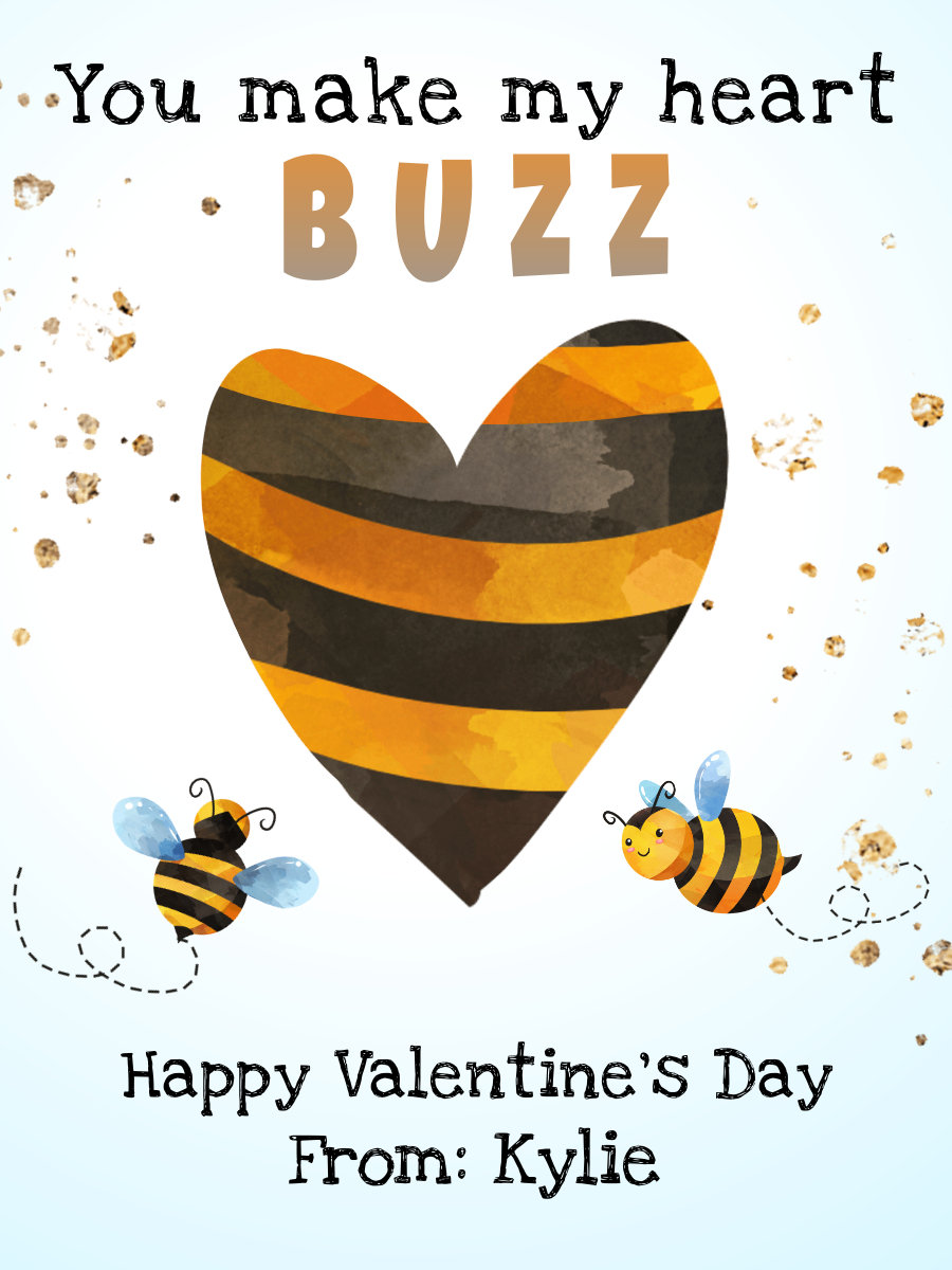 Bee Valentines Day Card Template, Honey Bee Valentine Card for Kids ...