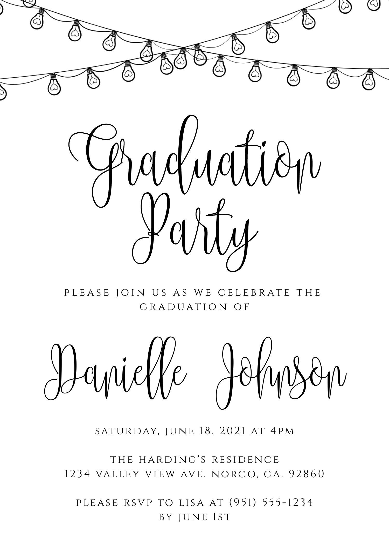 Graduation Invitation 2021 Template, Personalized Graduation Party ...