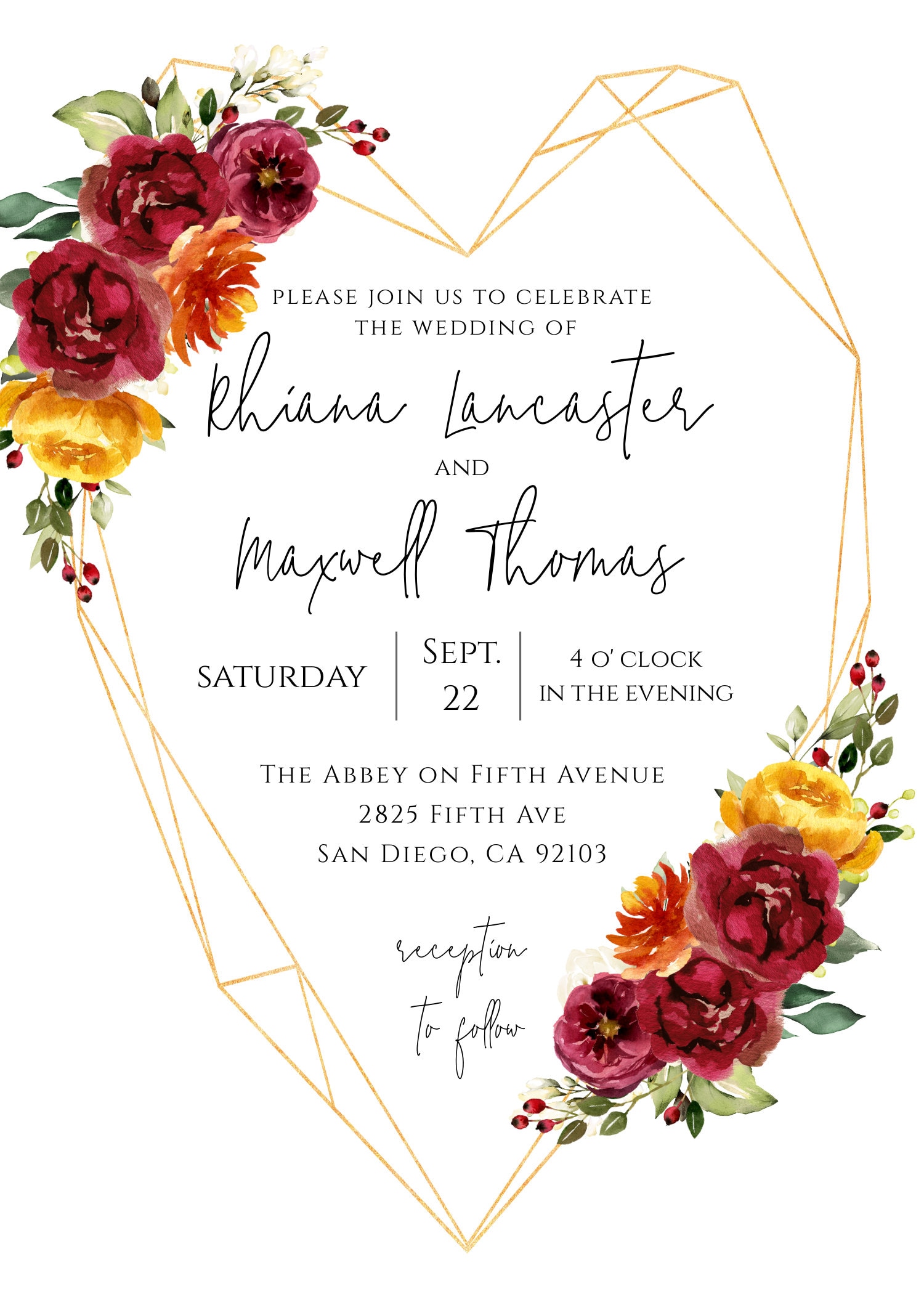Fall Wedding Invitation Template Set Printable Invitation Suite ...