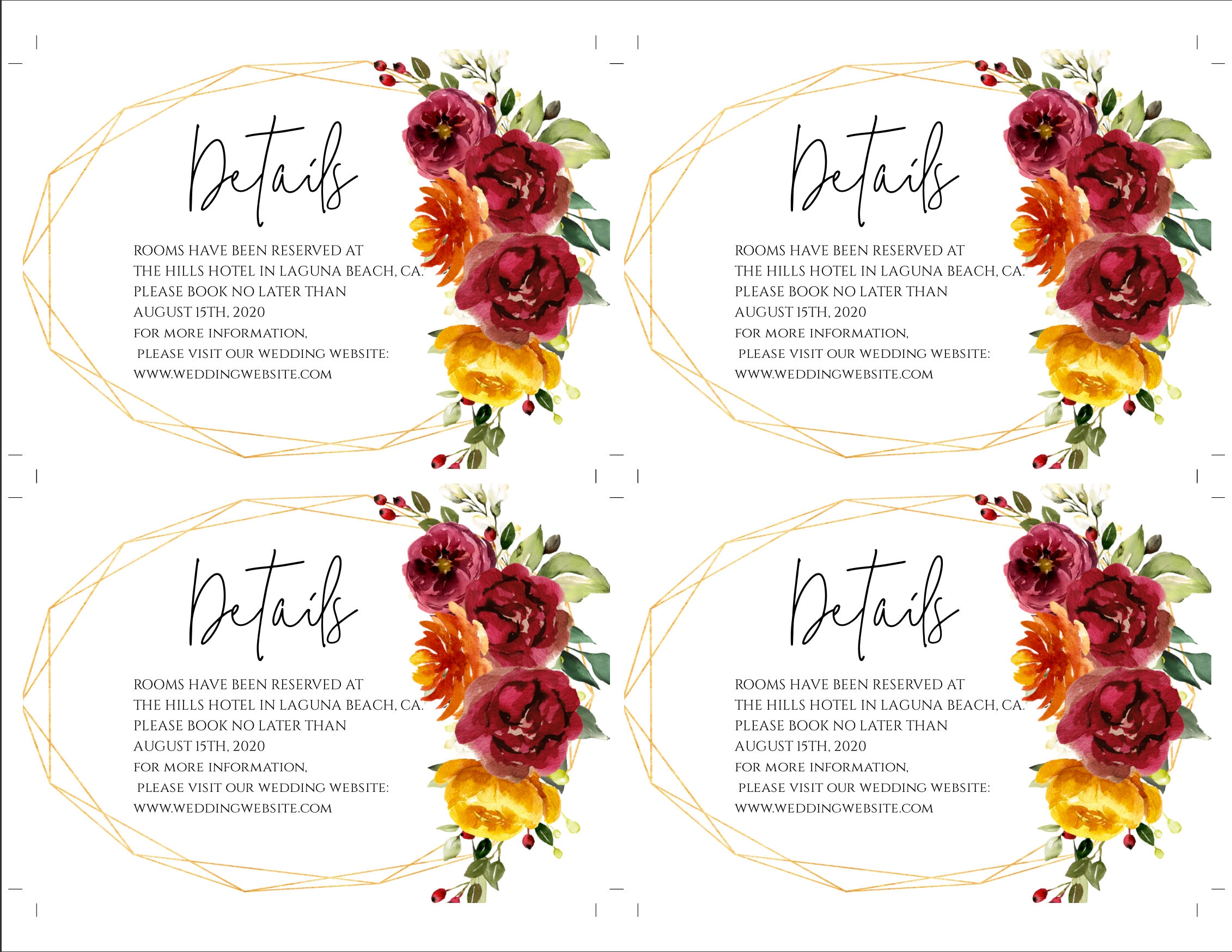 Fall Wedding Invitation Template Set Printable Invitation Suite ...