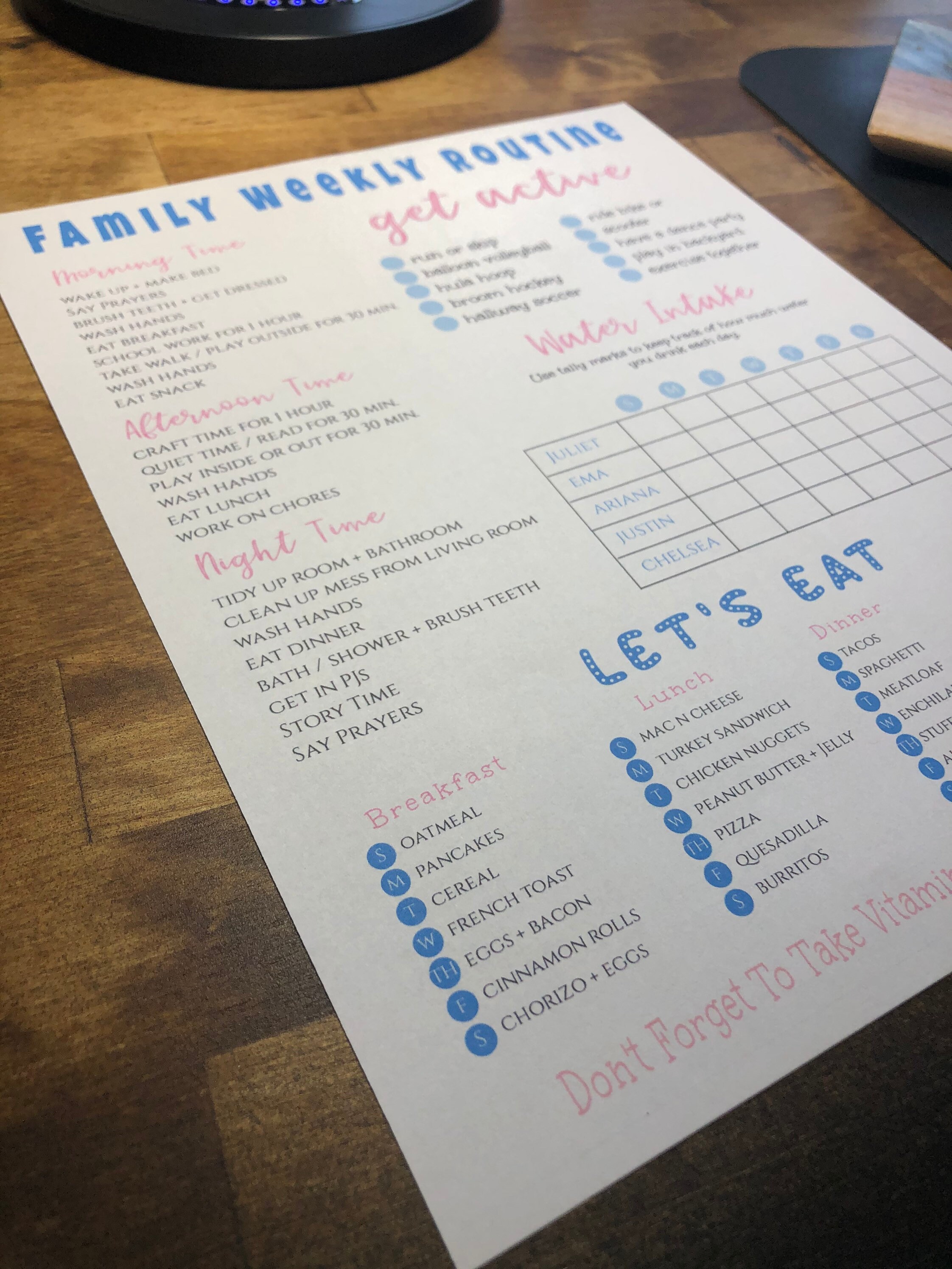 Family Weekly Routine Template, Editable Weekly Planner Printable Daily ...