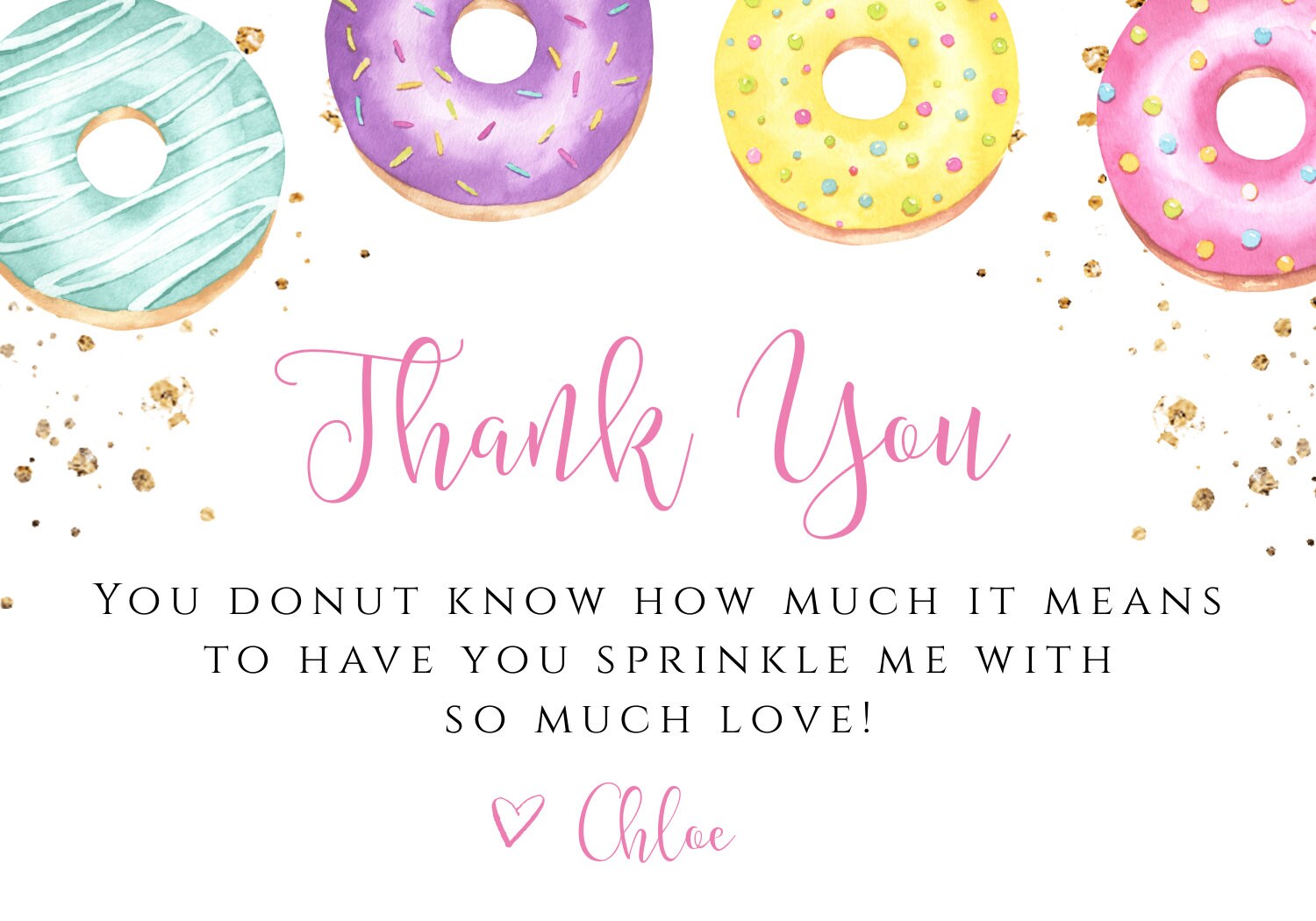 Donut Birthday Invitation Template with Thank You Card, Donut Party ...