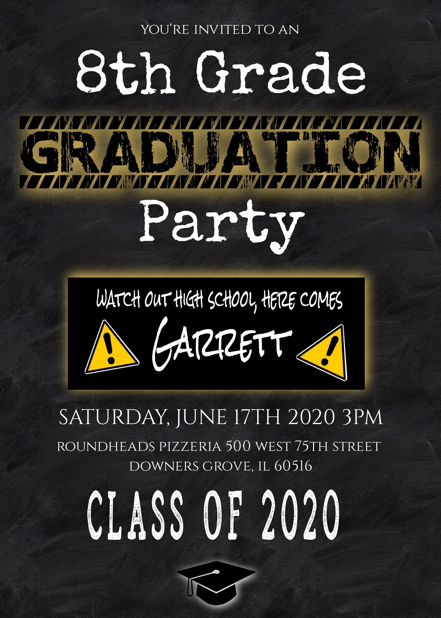 Graduation Invitation Template, 8th Grade Graduation Invite, Graduation ...