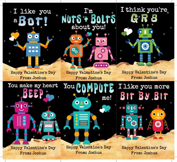 Robot Valentines Day Card Template, Robot Valentines Cards for Kids ...