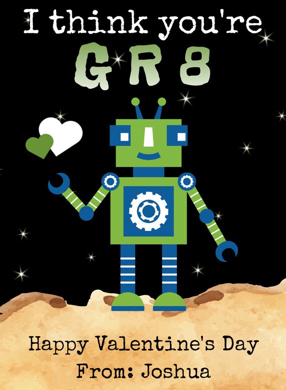 Robot Valentines Day Card Template, Robot Valentines Cards for Kids ...