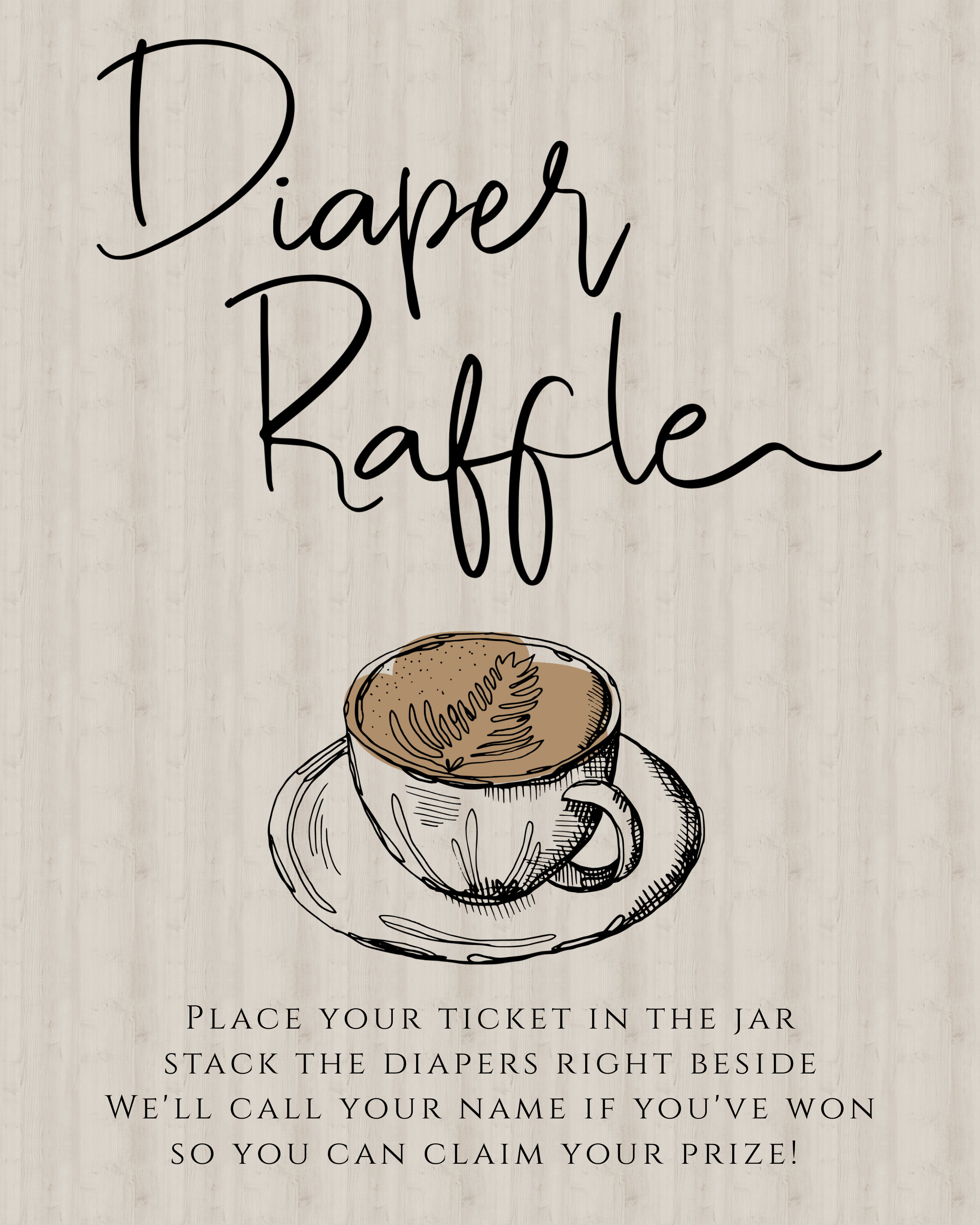 Baby is Brewing Diaper Raffle Sign Template, Coffee Baby Shower Sign ...