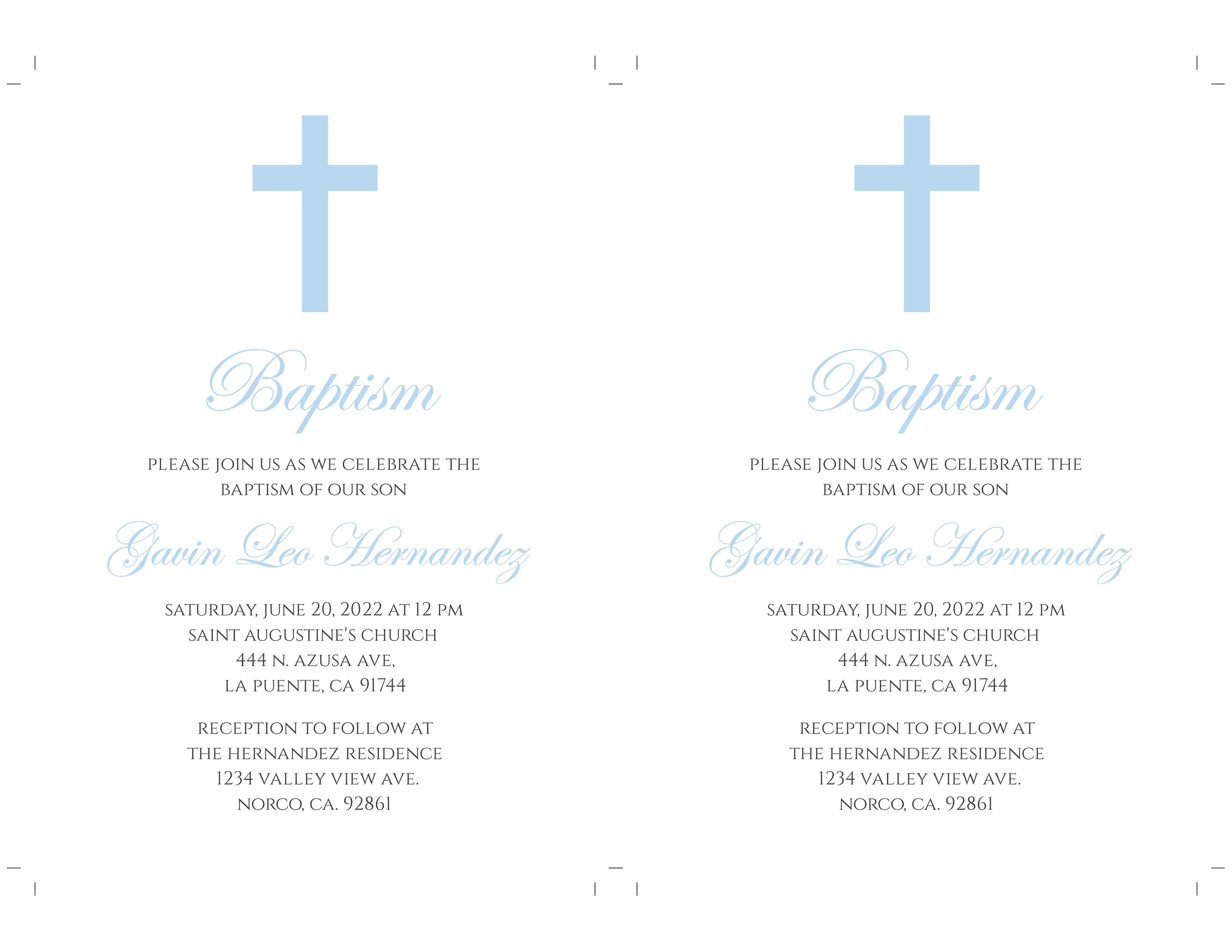 Blue Baptism Invitation Template, Boy Baptism Invite, Printable Baptism ...