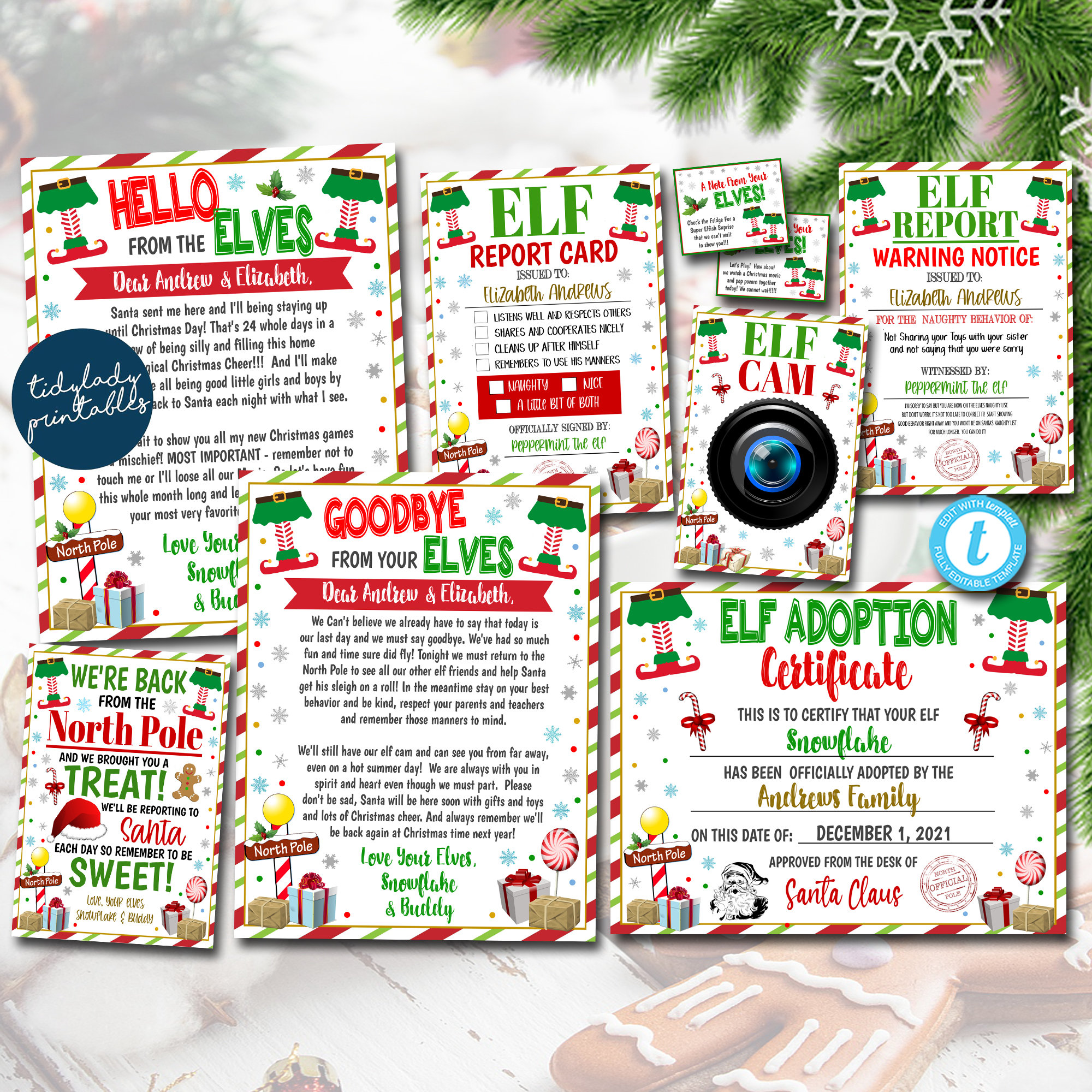 Christmas Elves Set | Hello Goodbye Letters From Elf - Templett Shop