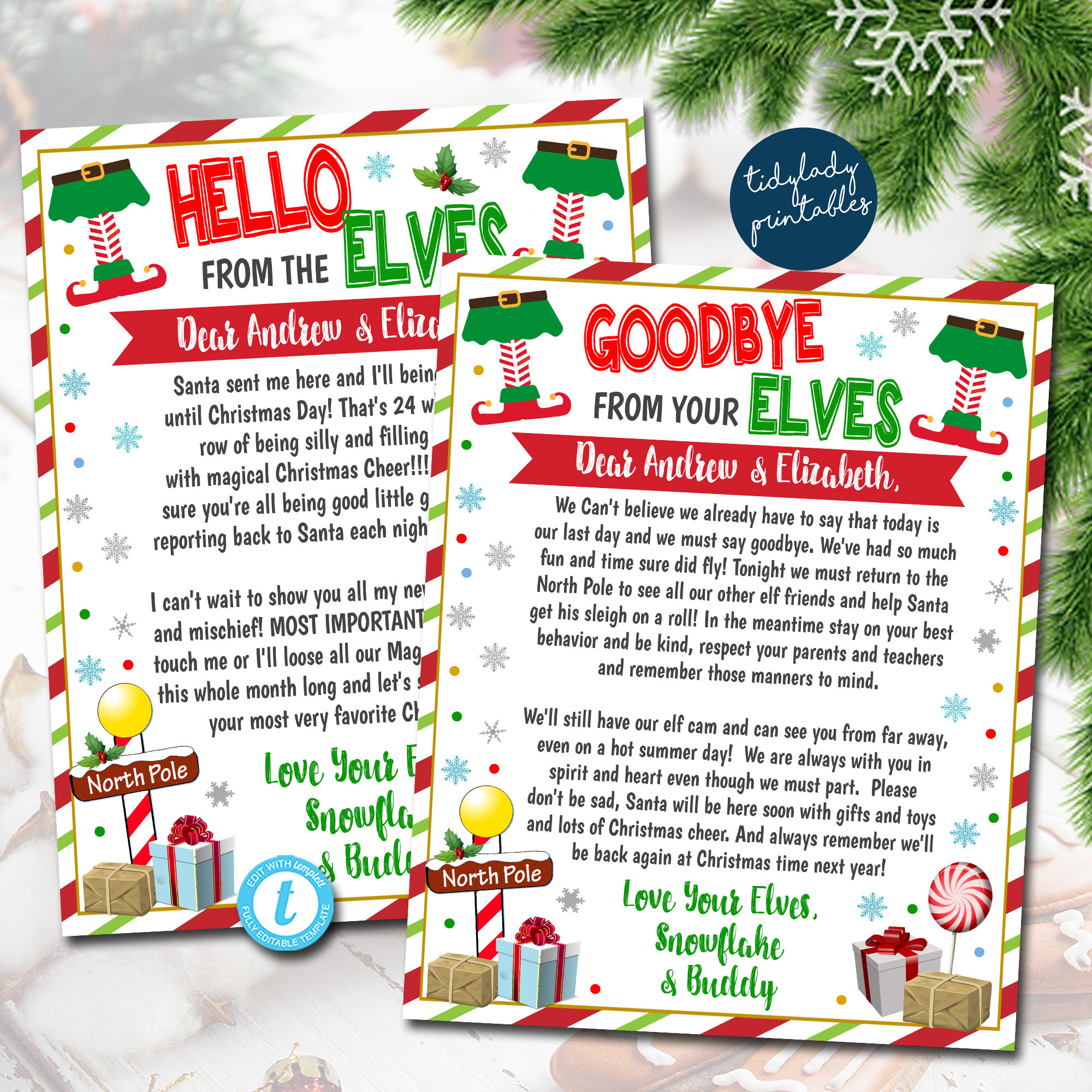 Christmas Elves Set | Hello Goodbye Letters From Elf - Templett Shop