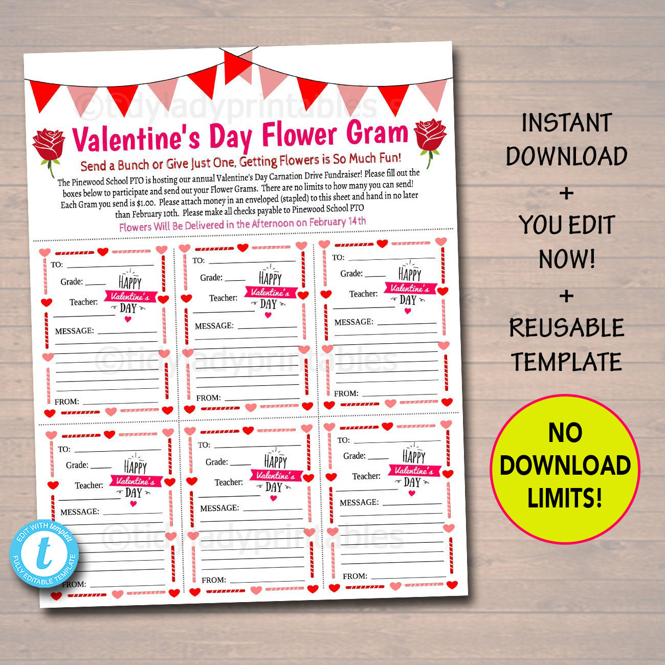 Valentine's Day Flower Gram Flyer - Templett Shop