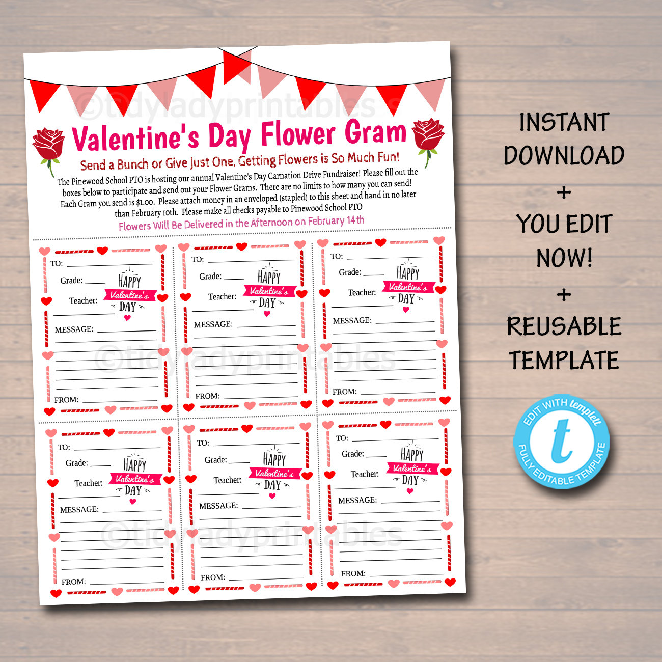 Valentine's Day Flower Gram Flyer - Templett Shop