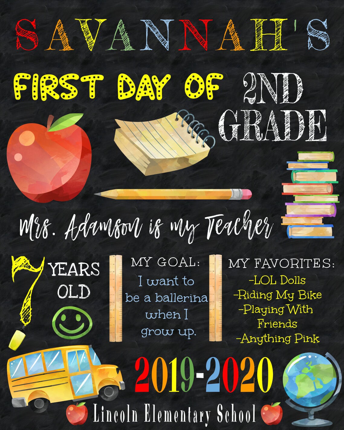 Editable Back to School Template for Any Age, First Day Of School Photo ...