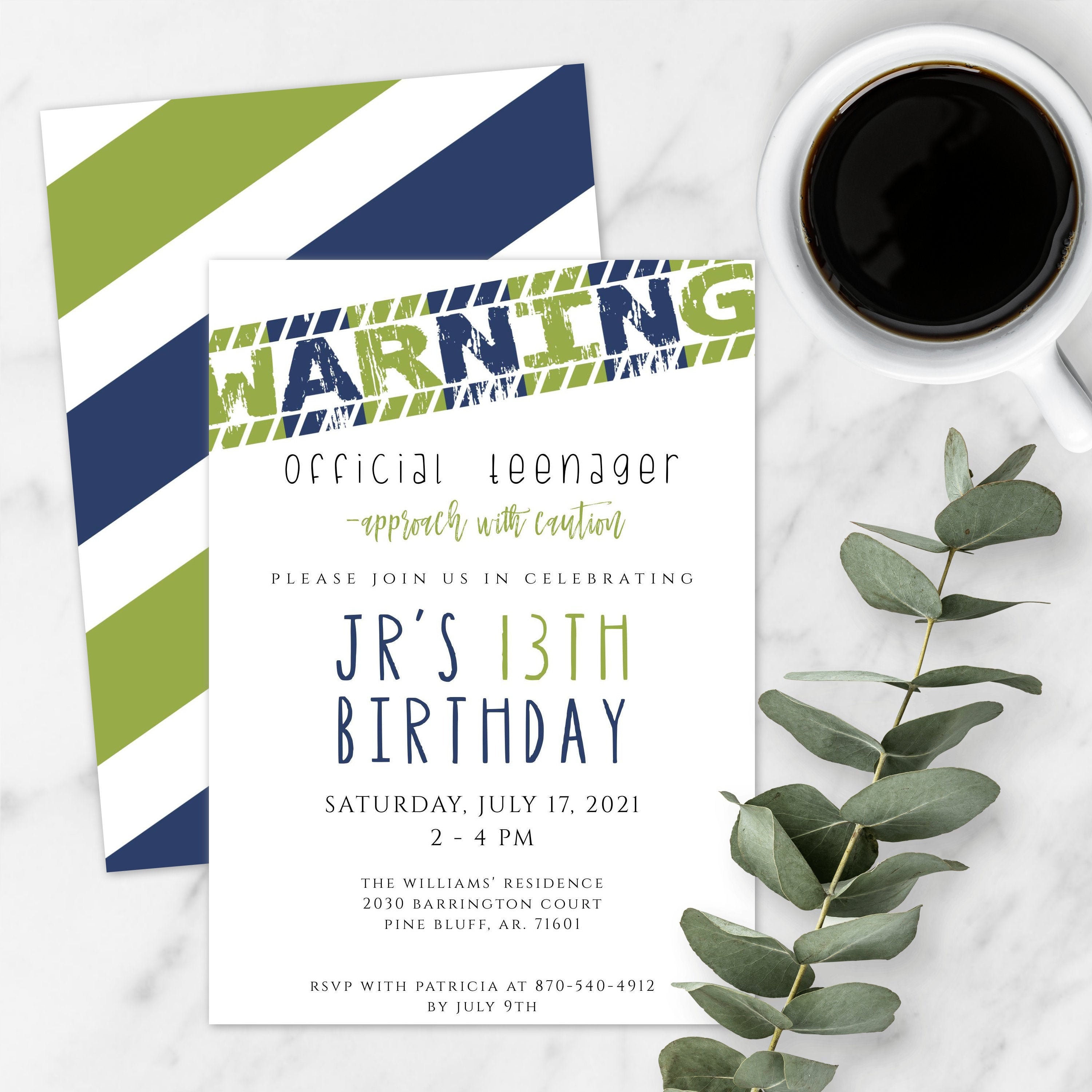 Birthday Party Invitation Template, Teenager Birthday Invite, Official ...
