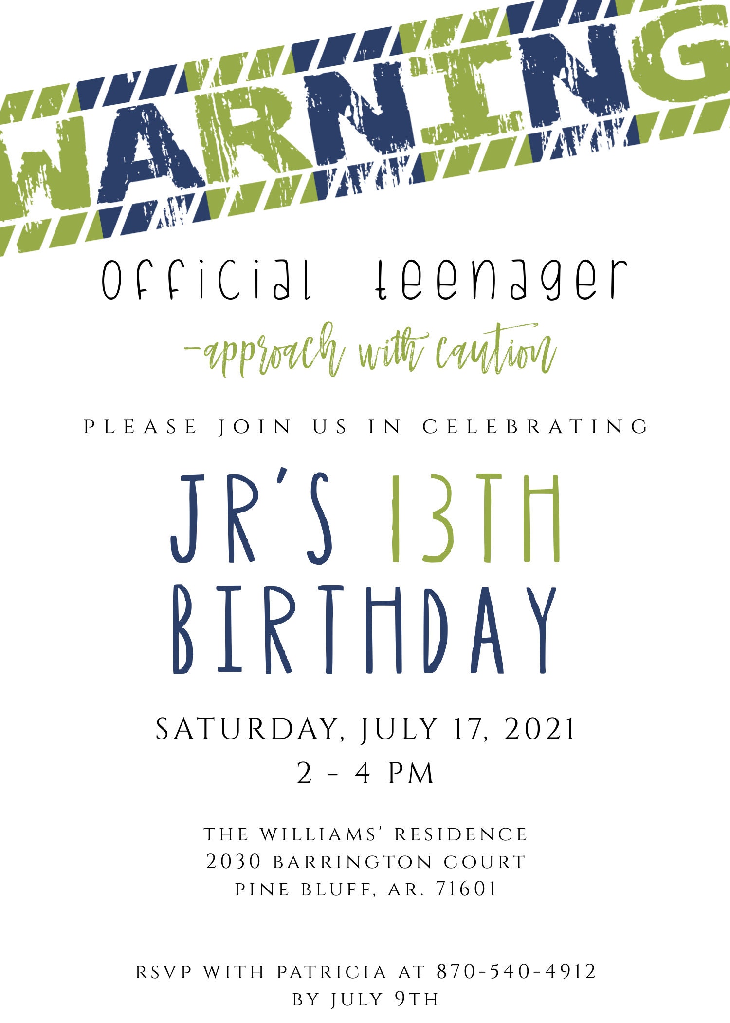 Birthday Party Invitation Template, Teenager Birthday Invite, Official ...