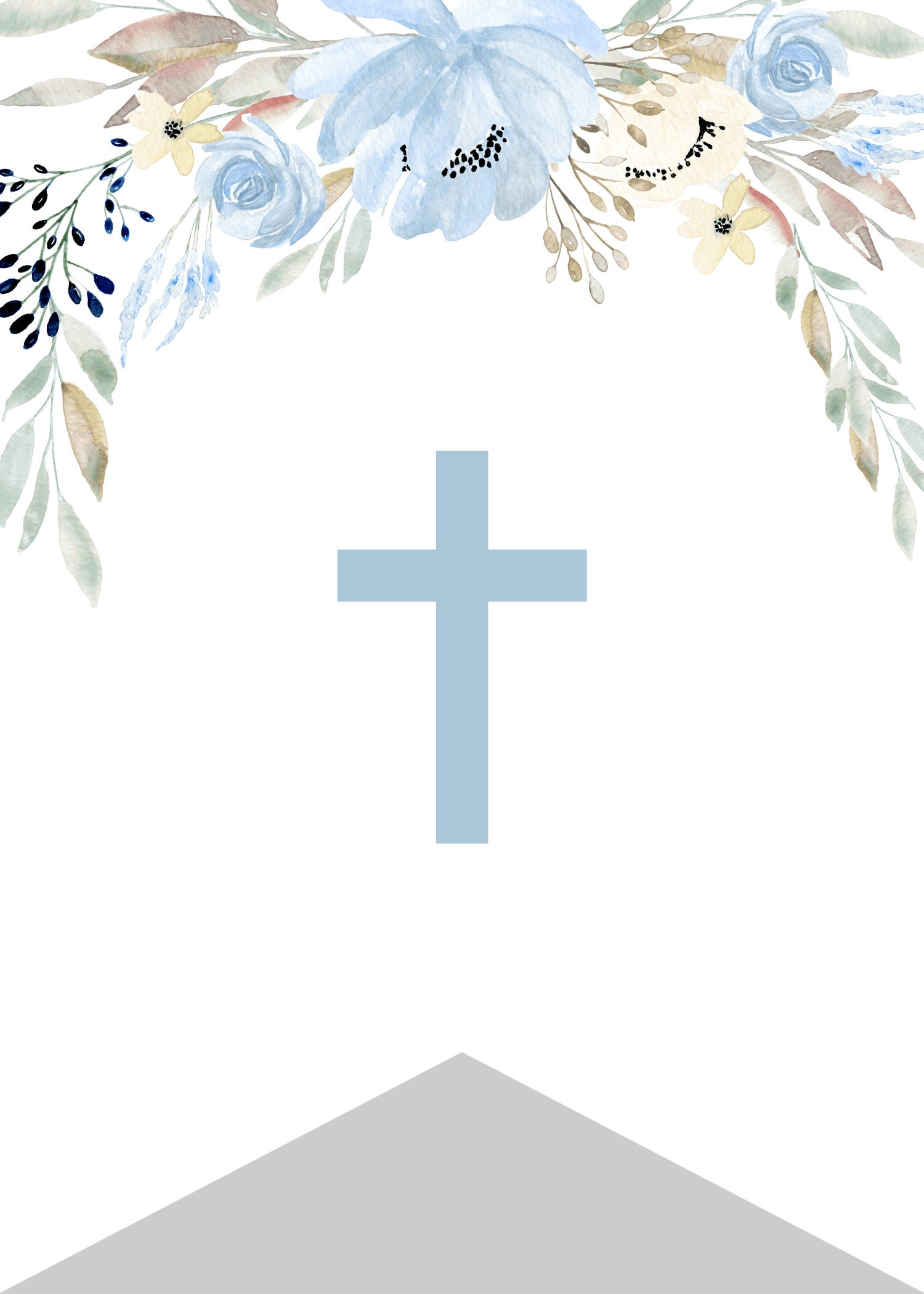Blue Floral God Bless Banner Template for Boy Baptism, Editable Blue ...