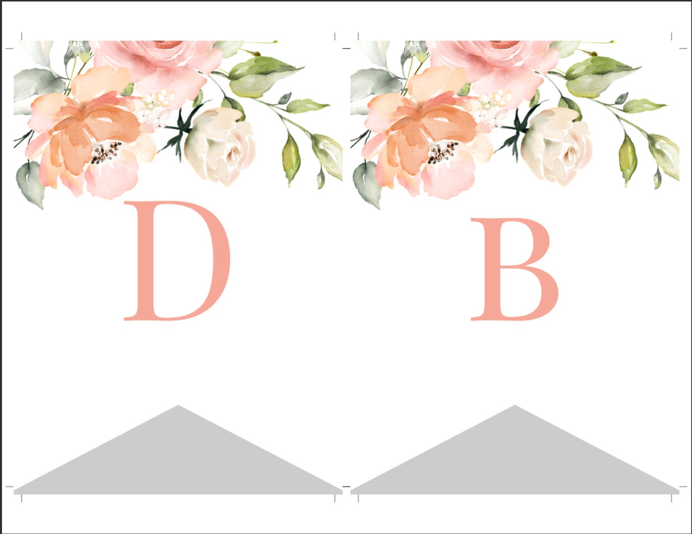 Peach Floral Baptism Flag Banner, Baptism Bunting Flag Template, Baby ...