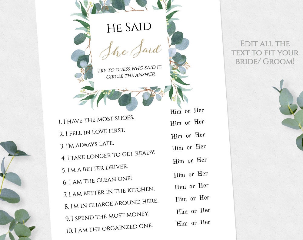 Greenery Bridal Shower Game Template BUNDLE, Printable Games, DIY ...