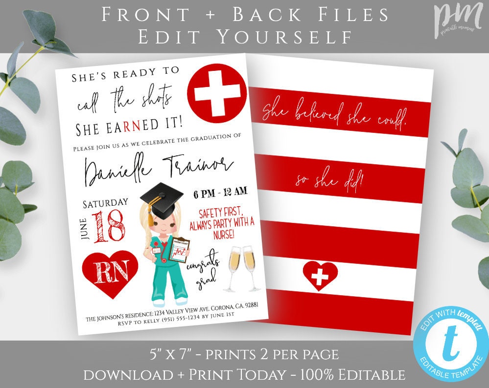 Nursing Graduation Printable, Nurse Graduation Party Invitation ...