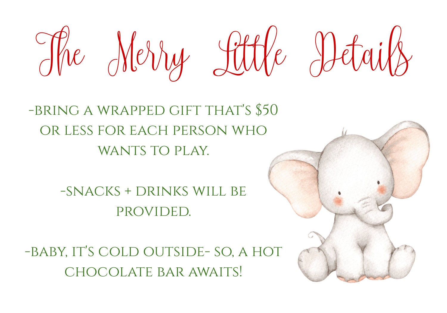 White Elephant Gift Exchange Party Template Set, Gift Exchange ...