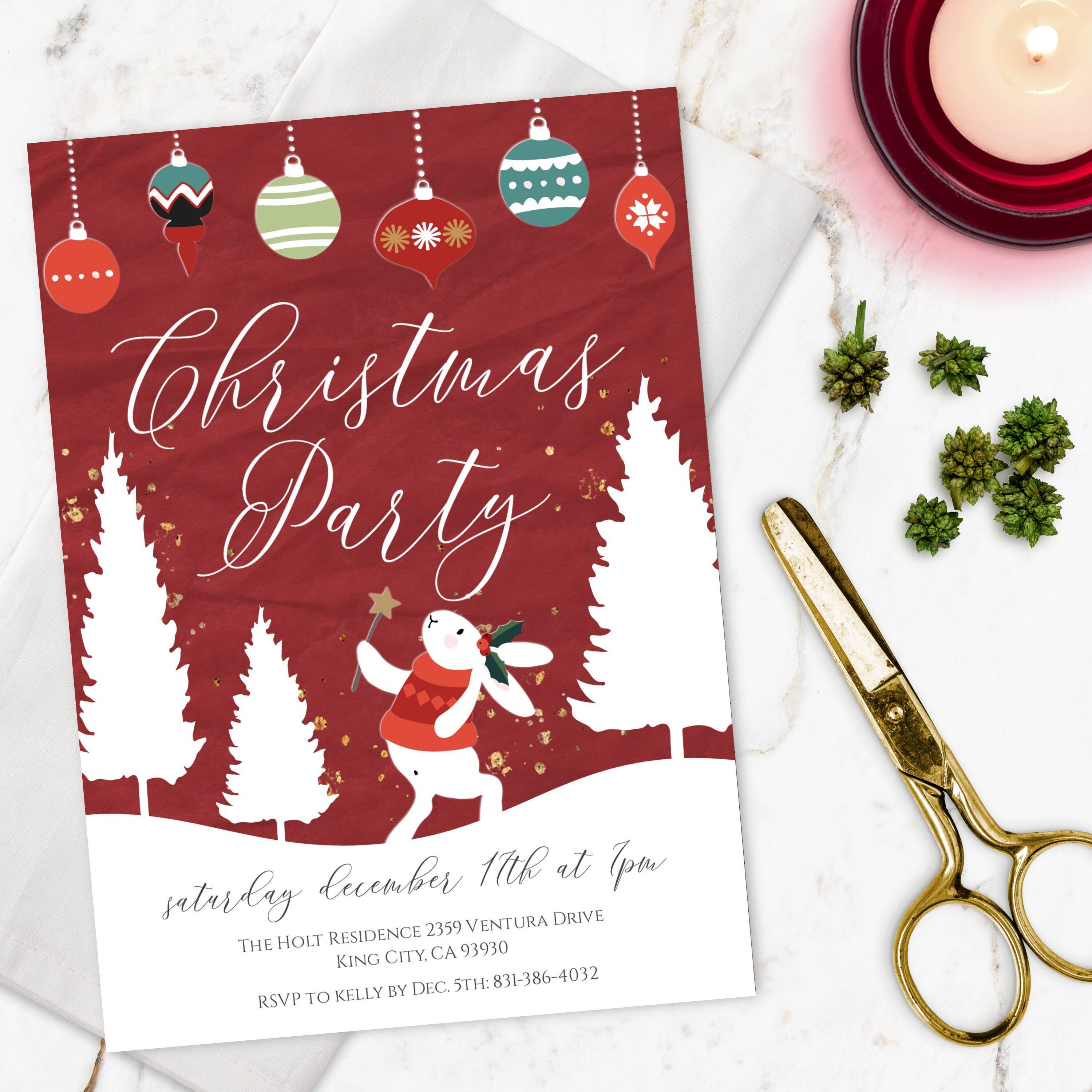 Christmas Party Invitation Template, Christmas Template, Instant ...