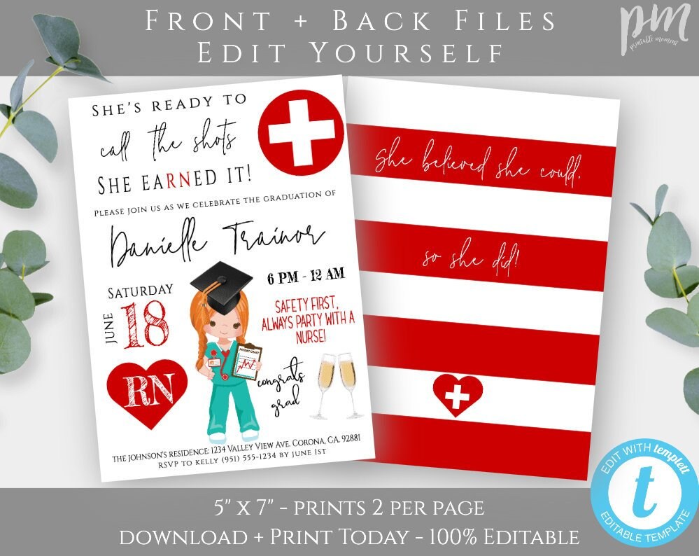 Registered Nurse Class of 2021, Nurse Graduation Party Invitation ...