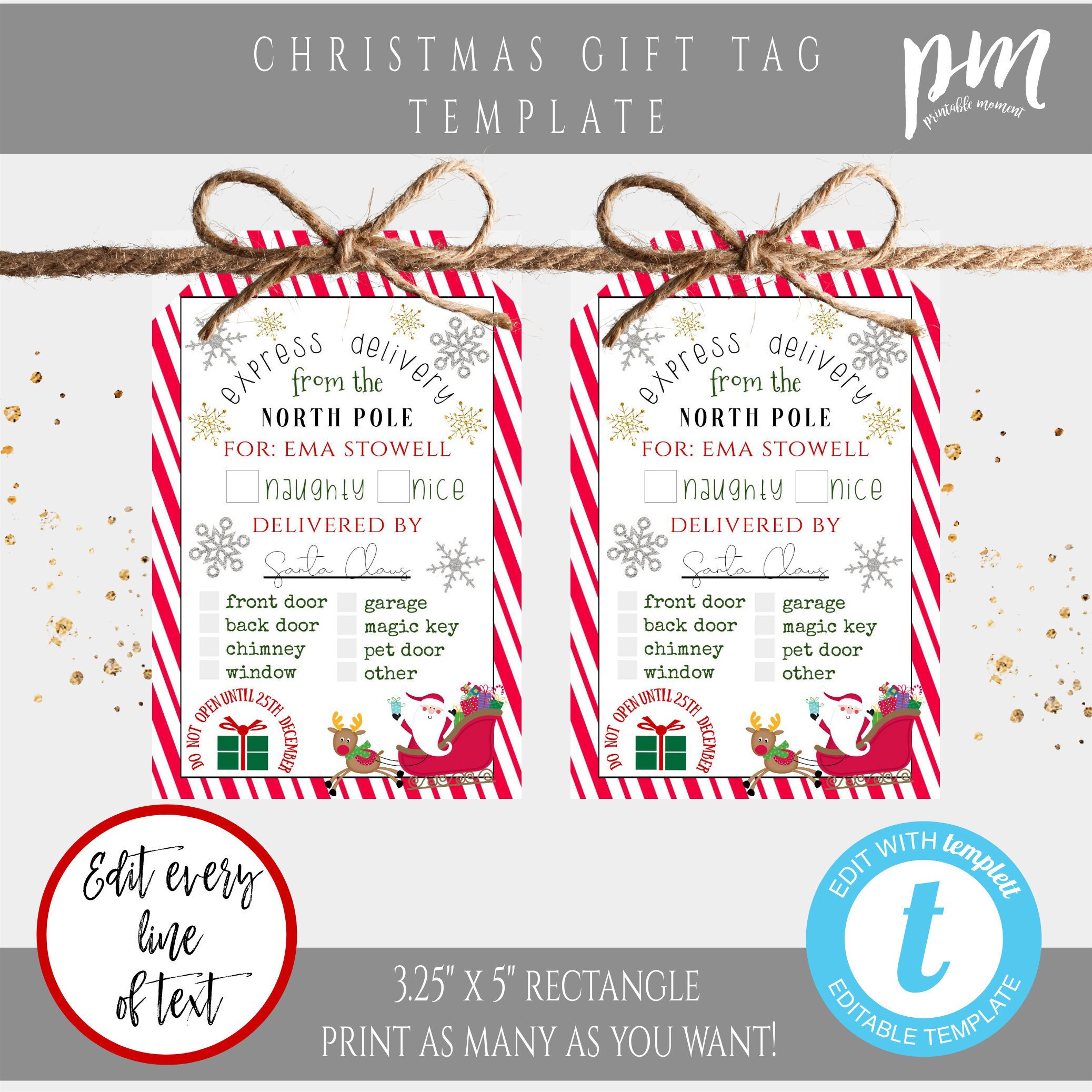 Santa Gift Tag Template, North Pole Holiday Gift Tags, Printable ...