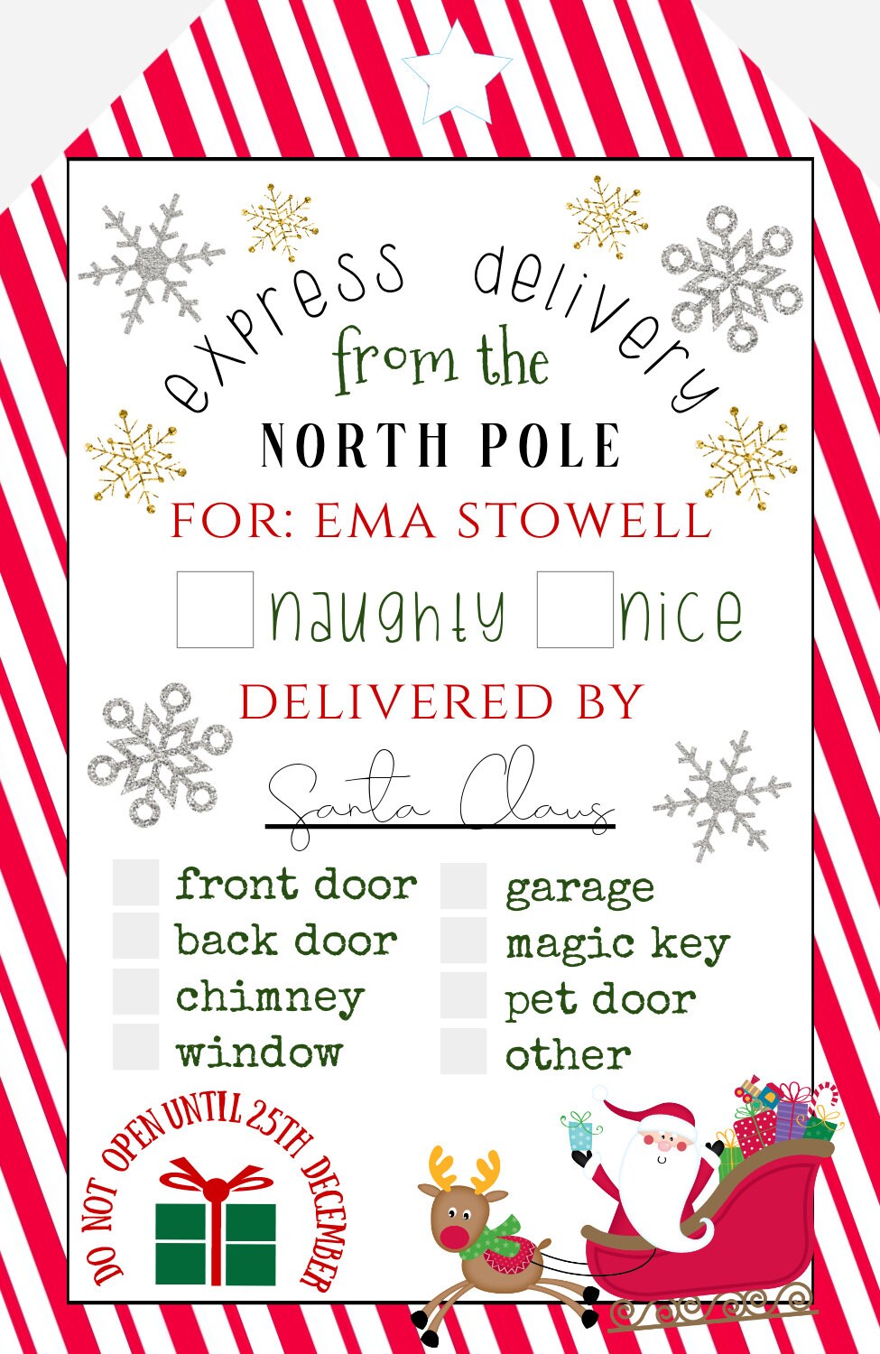 Santa Gift Tag Template, North Pole Holiday Gift Tags, Printable ...