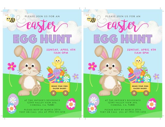 Easter egg hunt Invitation Template, Printable Easter Party Invite for ...