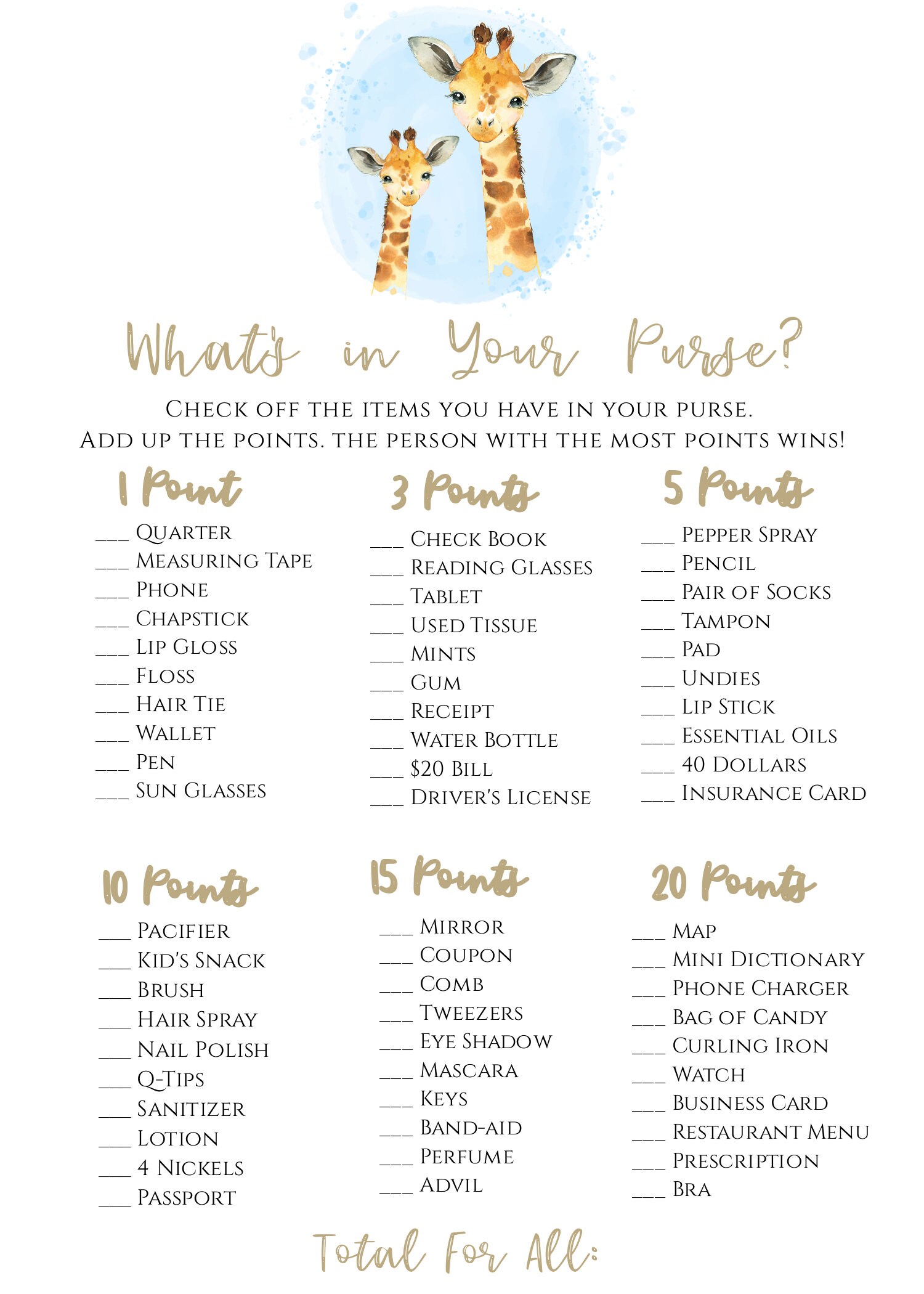 Blue Giraffe Baby Shower Game Bundle Template Set, Giraffe Shower Games ...