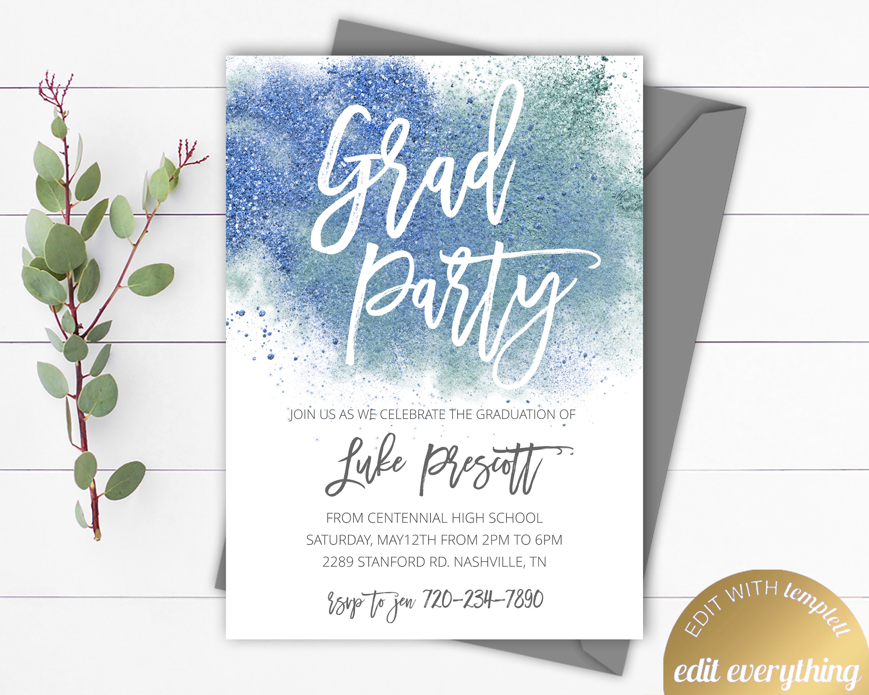 Editable Graduation Party Invitation Template Grad Party Invitation ...