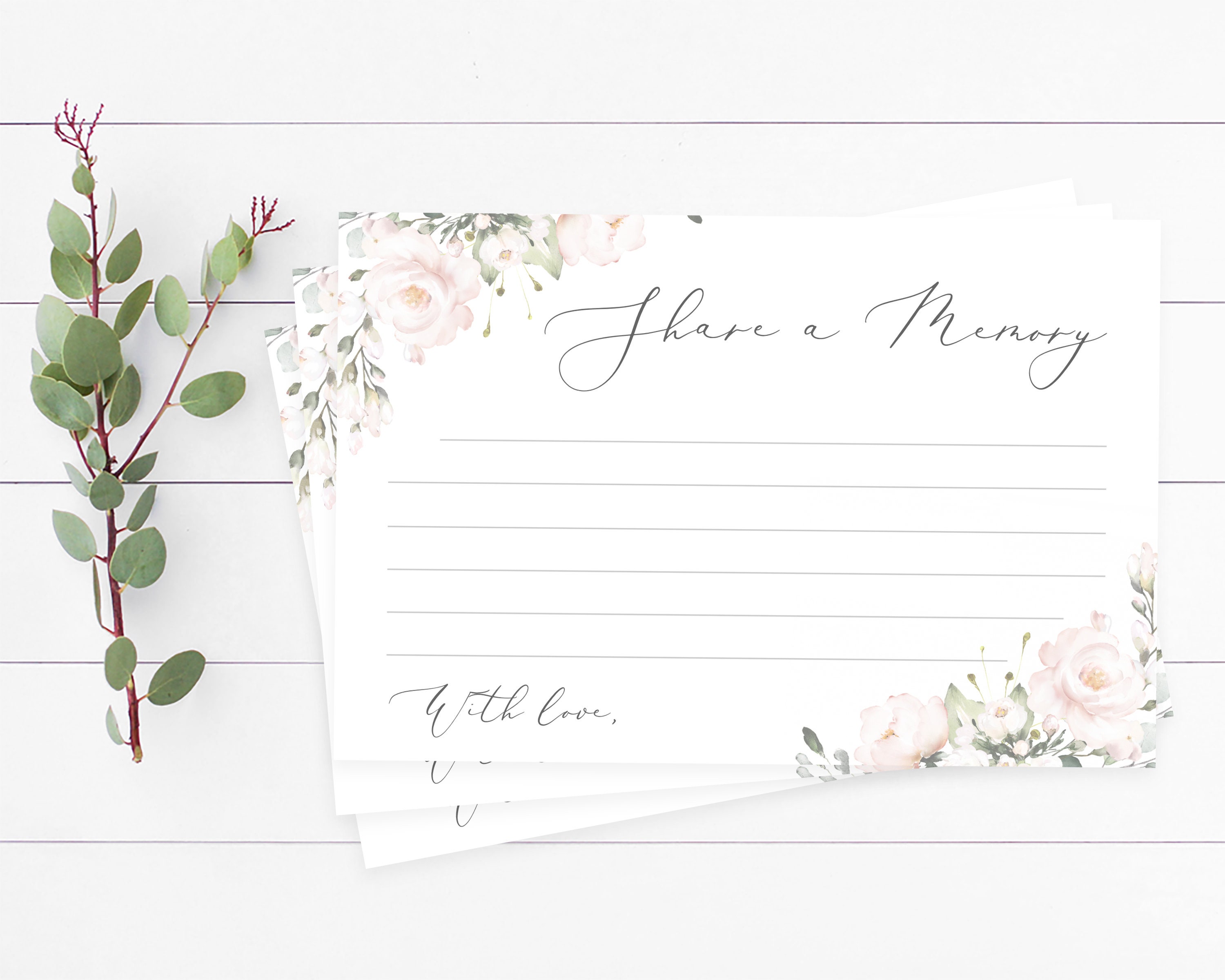 Blush Pink Floral Share a Memory Card FT05 - Templett Shop