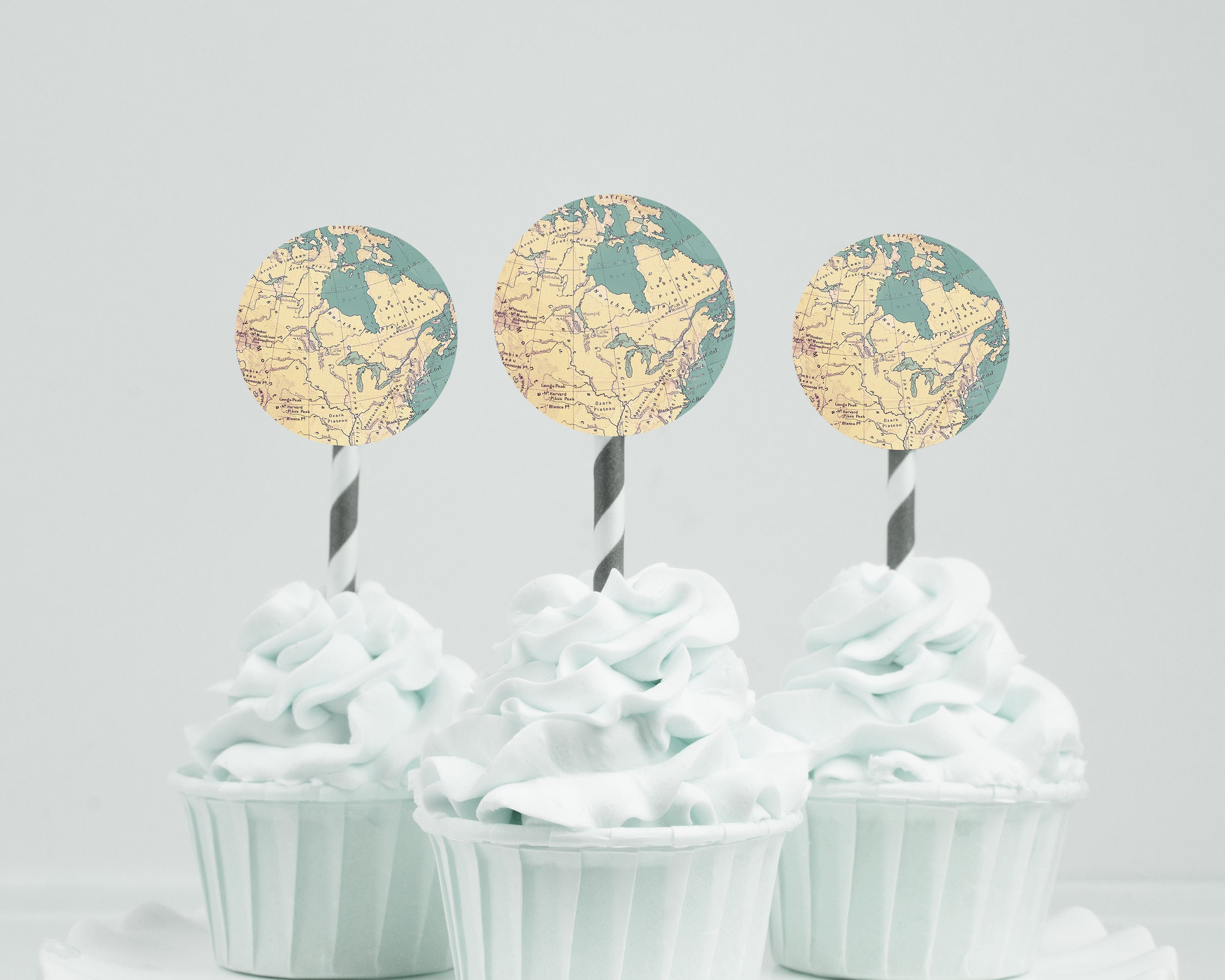 Adventure Cupcake Topper Template Map Cupcake Topper Template Adventure ...