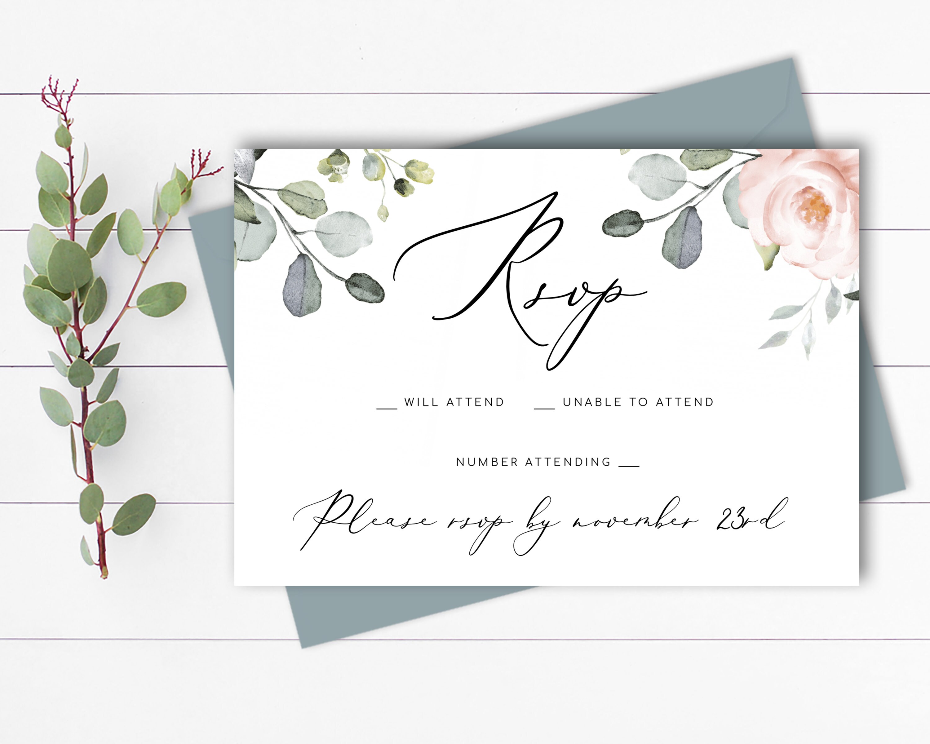 Blush floral RSVP Card Template Wedding Response Card RSVP Cards ...